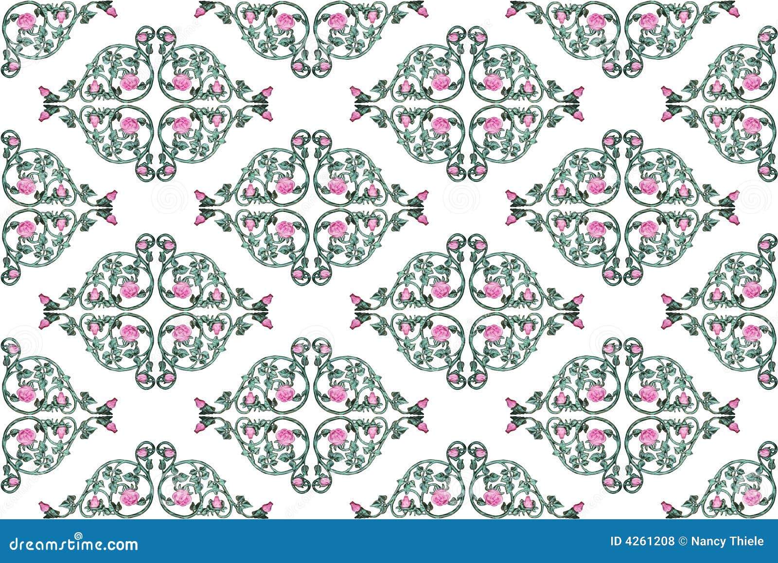 Wrought Iron Rose Vine Pattern Stock Illustration - Illustration of ...