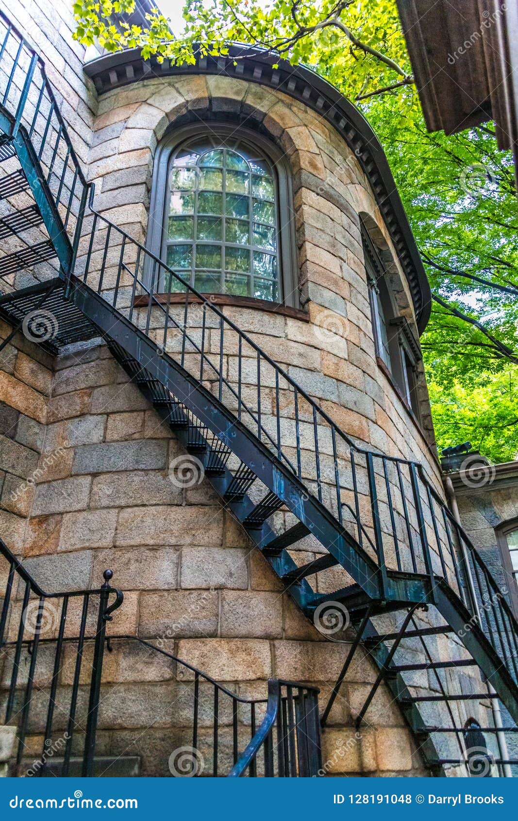 Wrought Iron on Round Building Stock Photo - Image of step, building ...