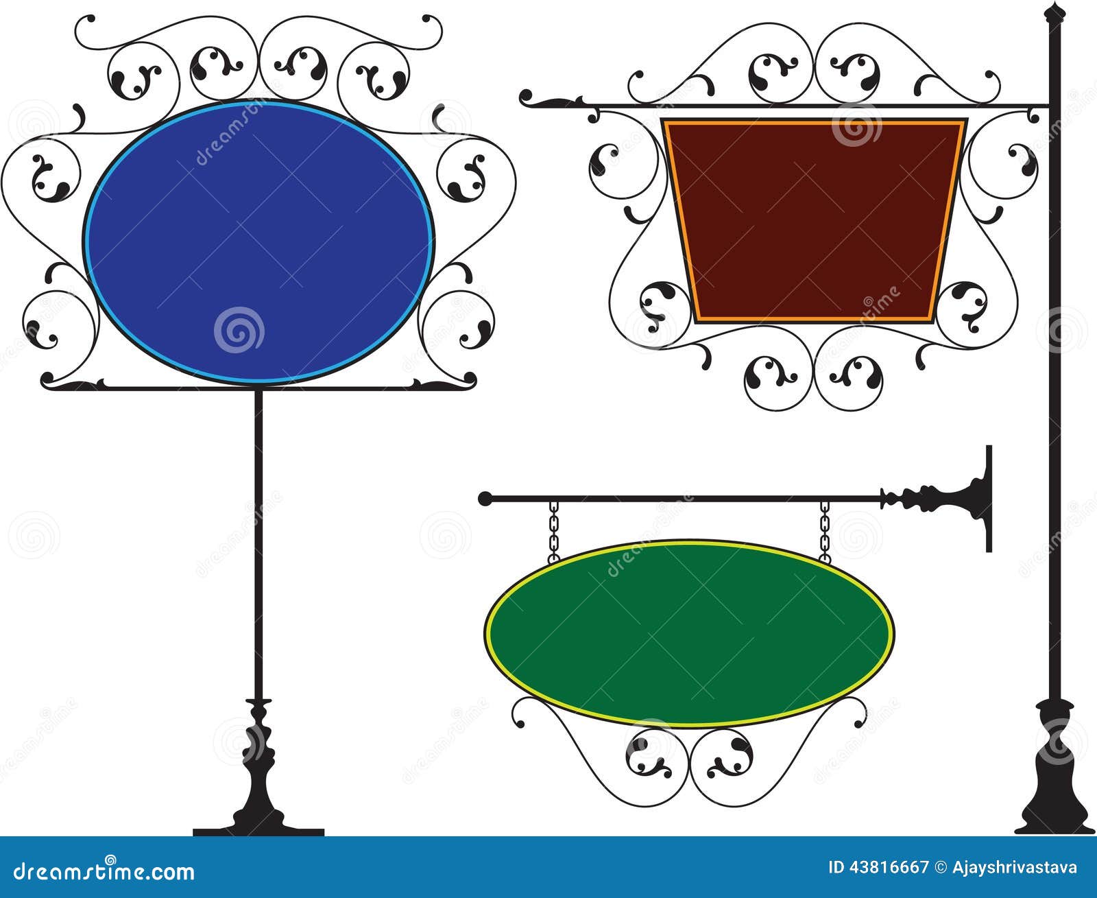 Wrought Iron Signage stock vector. Illustration of directional - 43816667