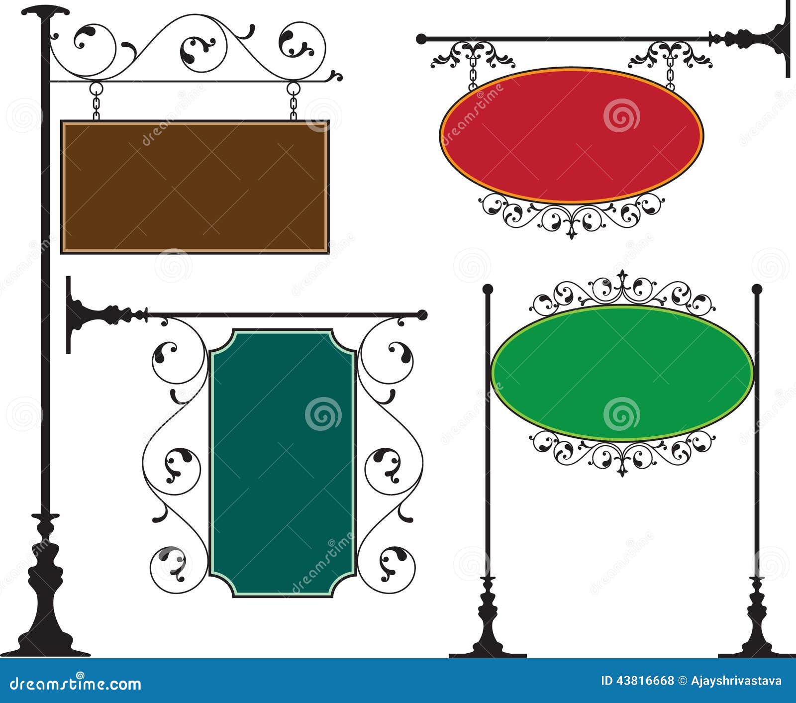 Wrought Iron Signage stock vector. Illustration of banner - 43816668