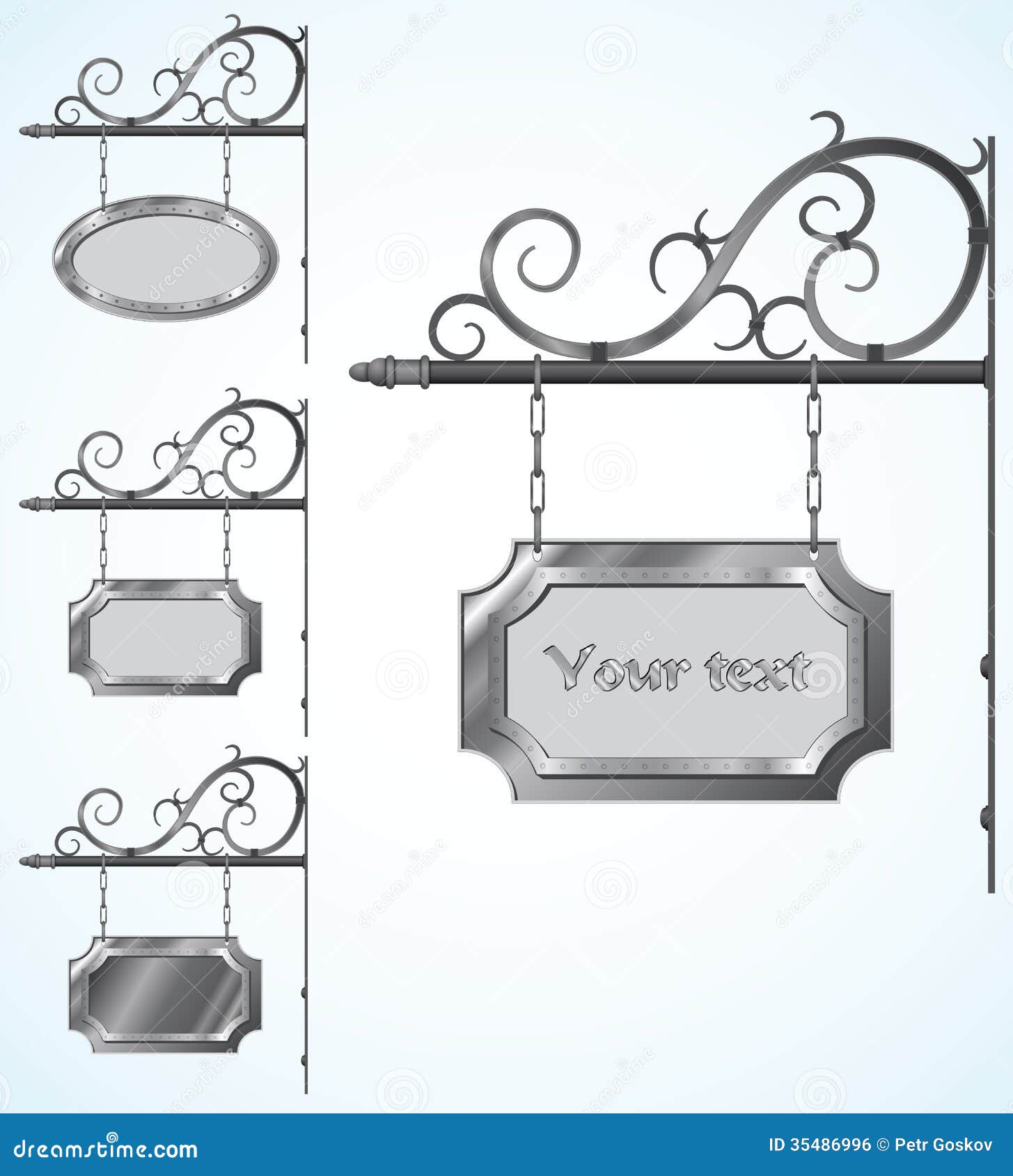 Wrought Iron Signs for Old-fashioned Design Stock Vector - Illustration ...