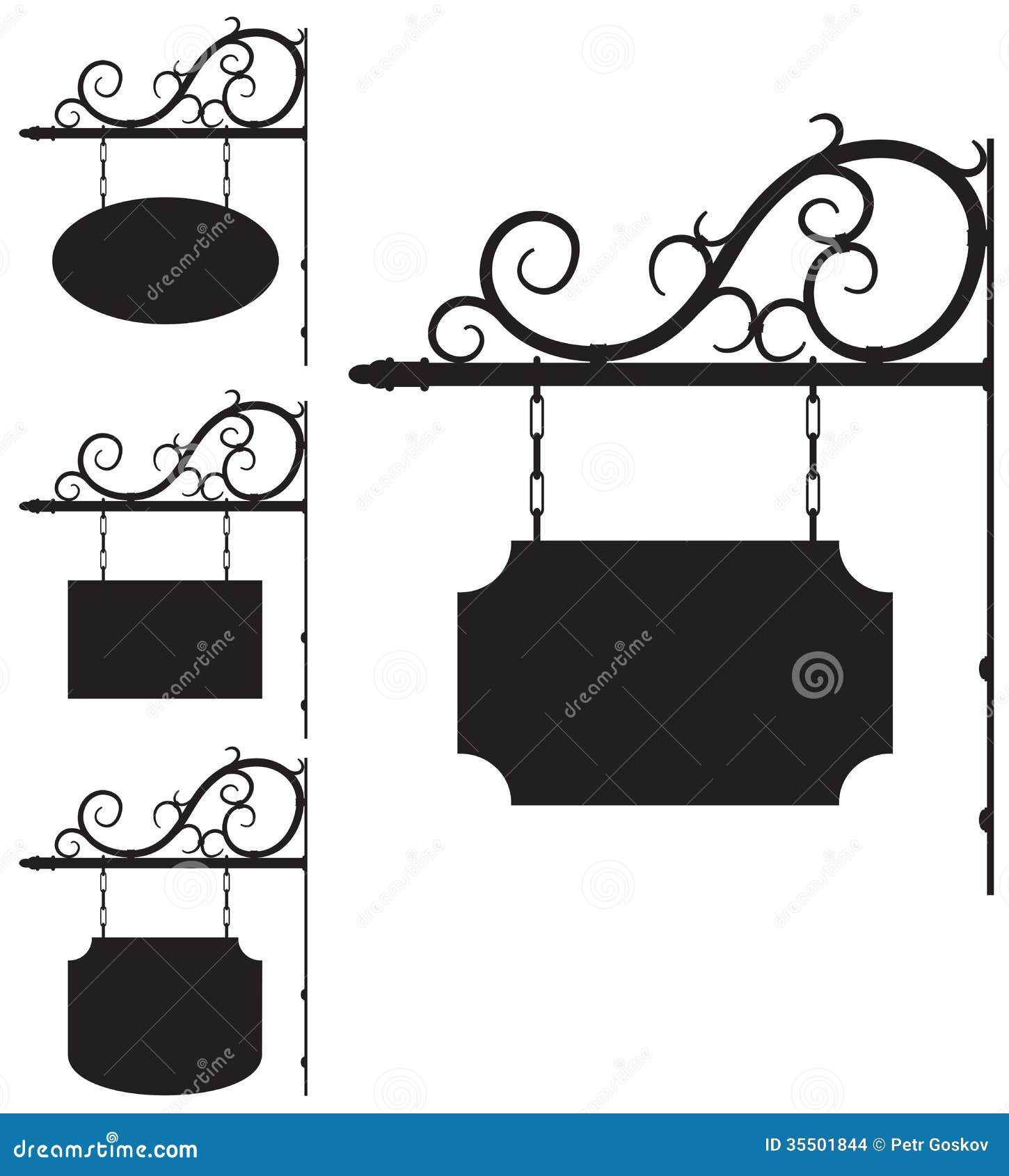Wrought Iron Signs for Old-fashioned Design Stock Vector - Illustration ...