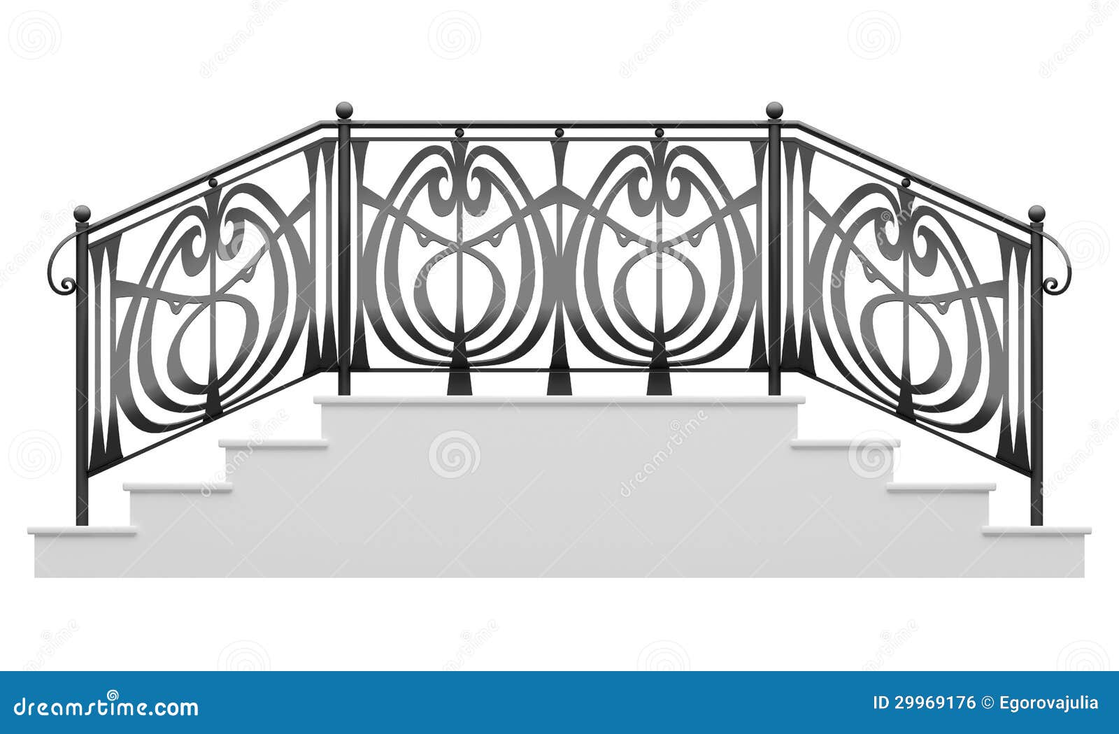 Wrought Iron Stairs Railing Stock Photo - Illustration of ornate, cast ...