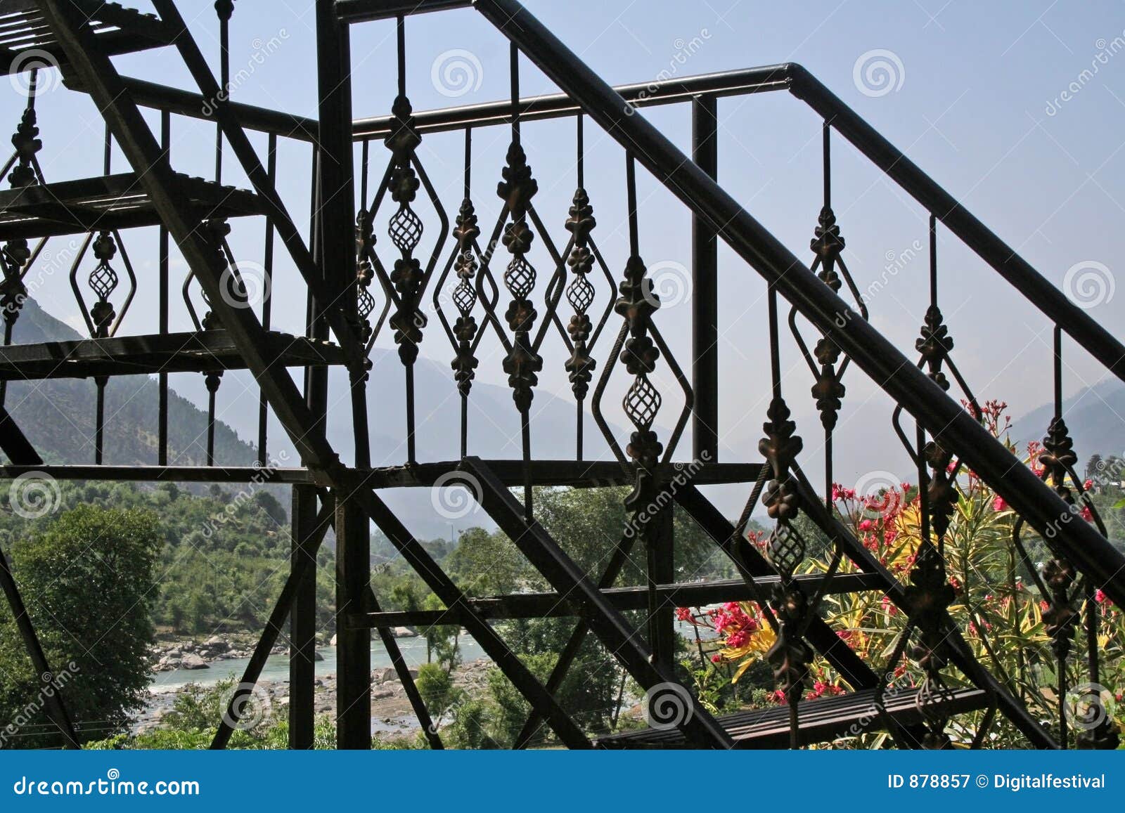 Wrought Iron Steps in Mountain Home with a View Stock Image - Image of ...