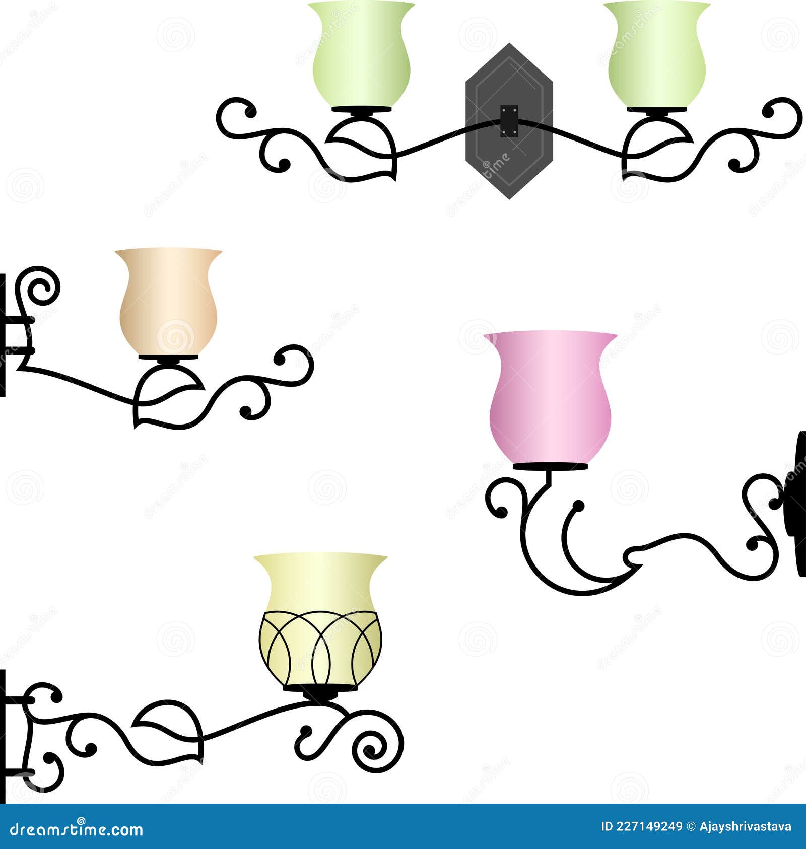 Wall Lamp With Lampshade, Vector Mockup. Modern Interior Night Light ...