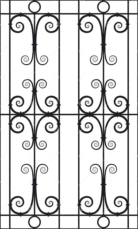 Wrought Iron Window Design Silhouette Cutout Stock Vector ...