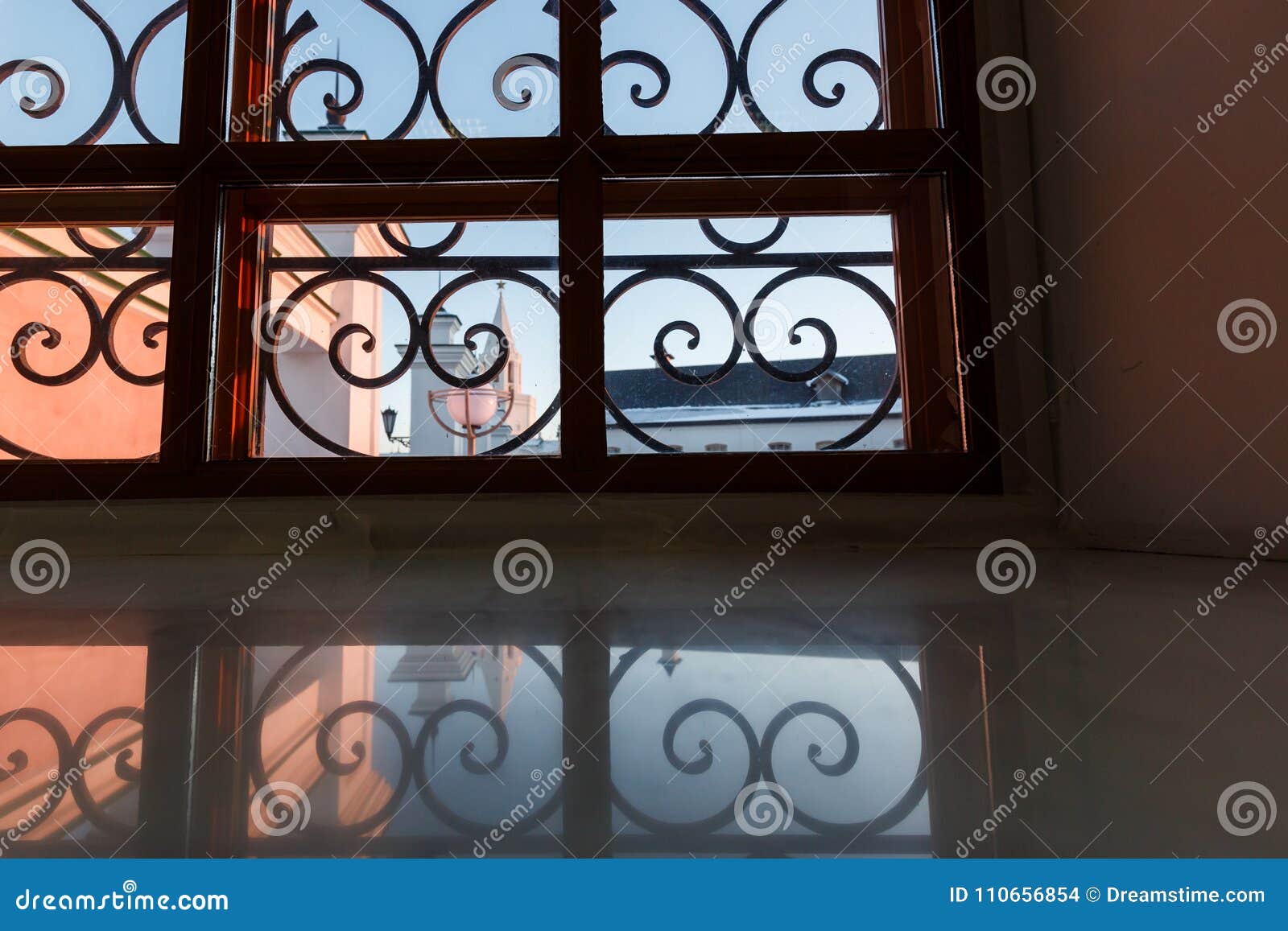 Wrought iron window stock photo. Image of building, fence - 110656854