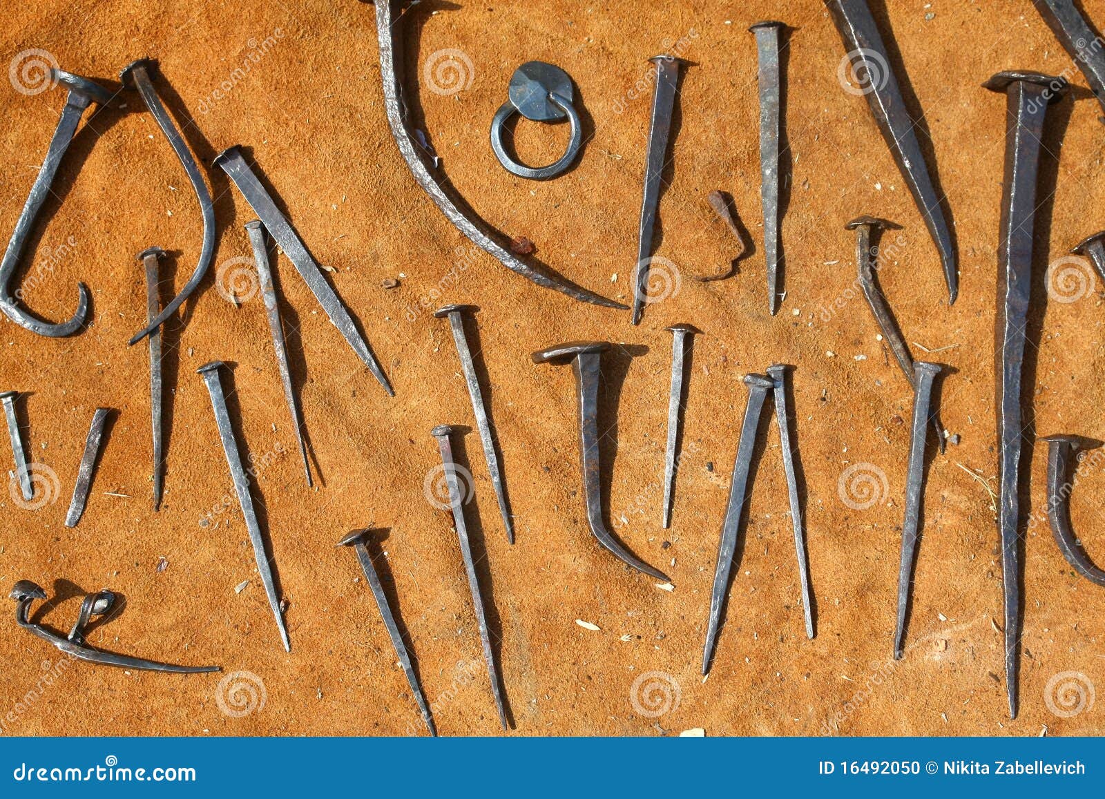 Wrought nails stock photo. Image of retro, material, sunny - 16492050