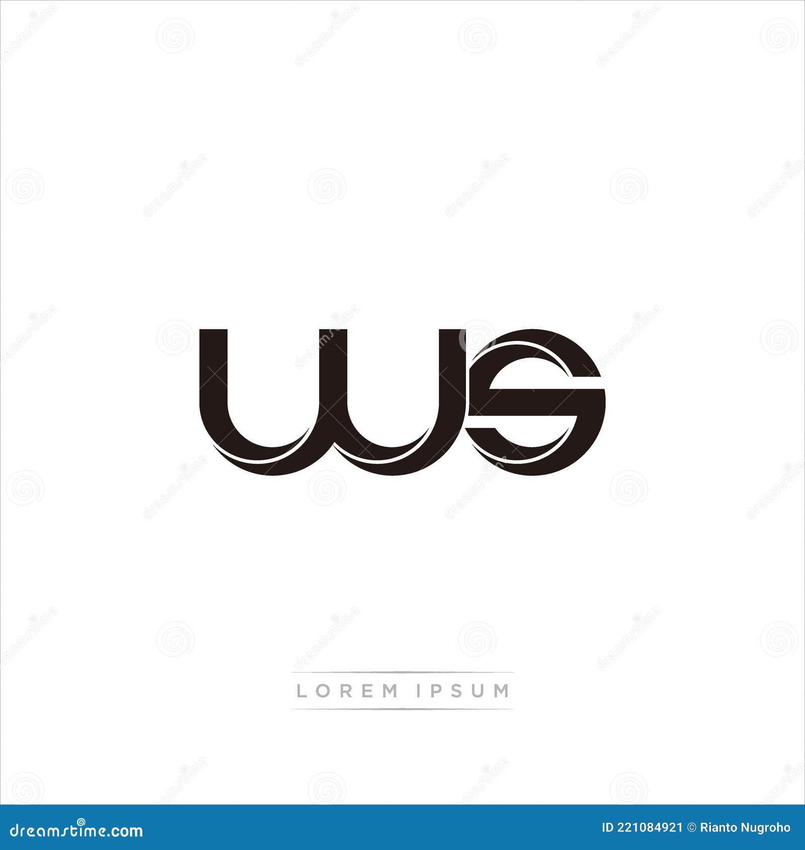 Ws Initial Letter Split Lowercase Modern Monogram Linked Outline ...