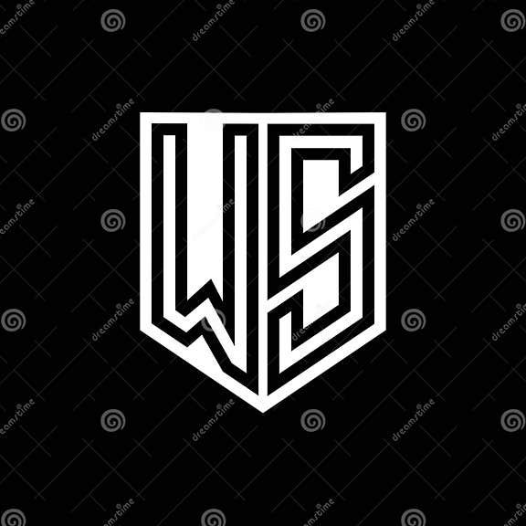 WS Logo Monogram Shield Geometric Black Line Inside White Shield Color ...