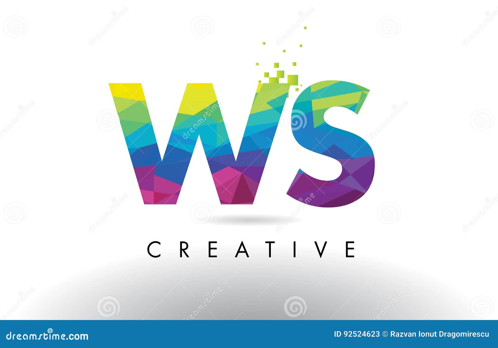 WS W S Colorful Letter Origami Triangles Design Vector. Stock Vector ...