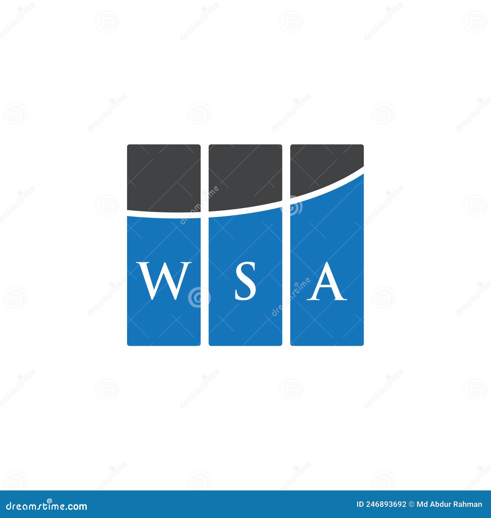 WSA Letter Logo Design on Black Background. WSA Creative Initials ...