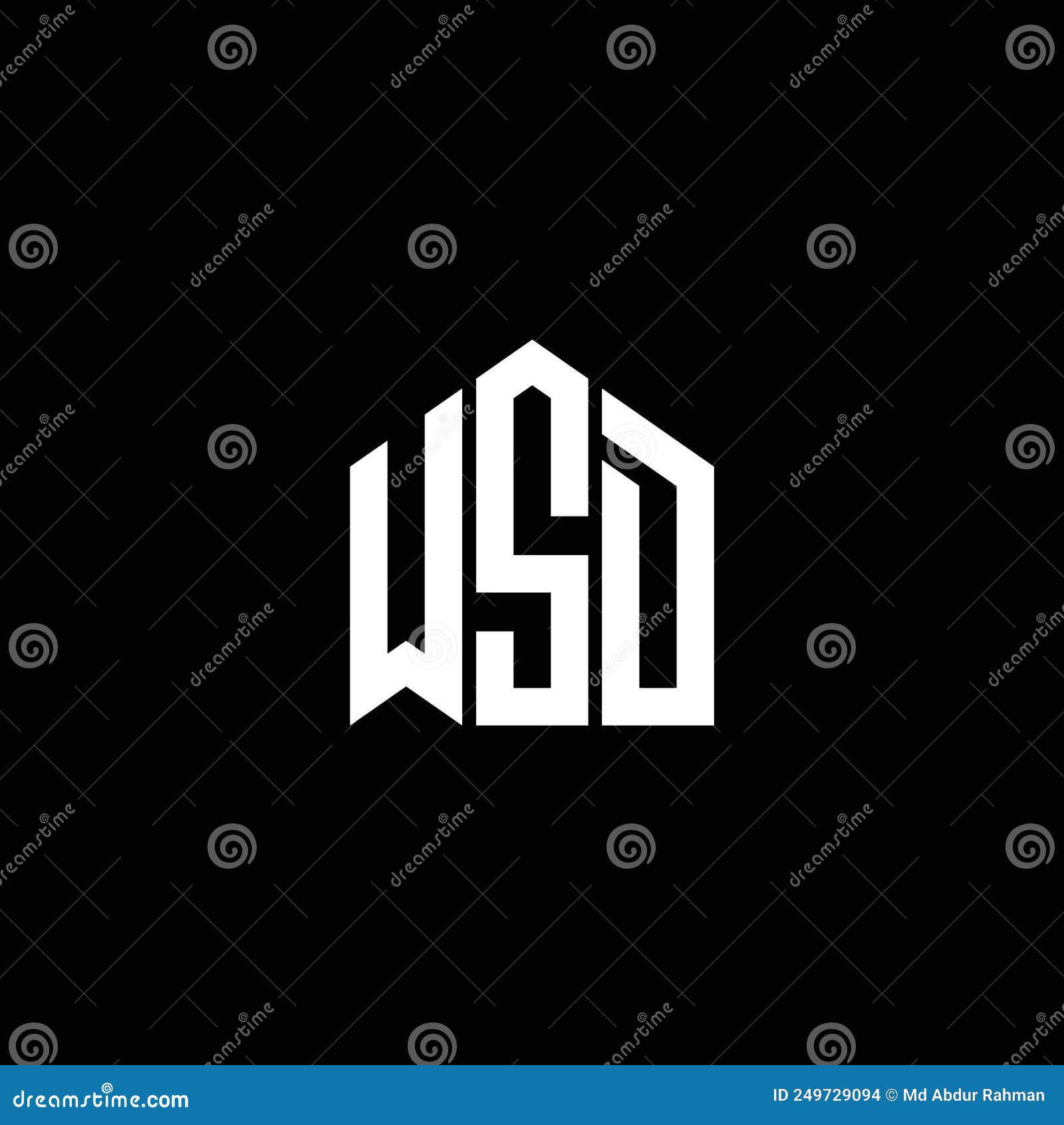 WSD Letter Logo Design on BLACK Background. WSD Creative Initials ...