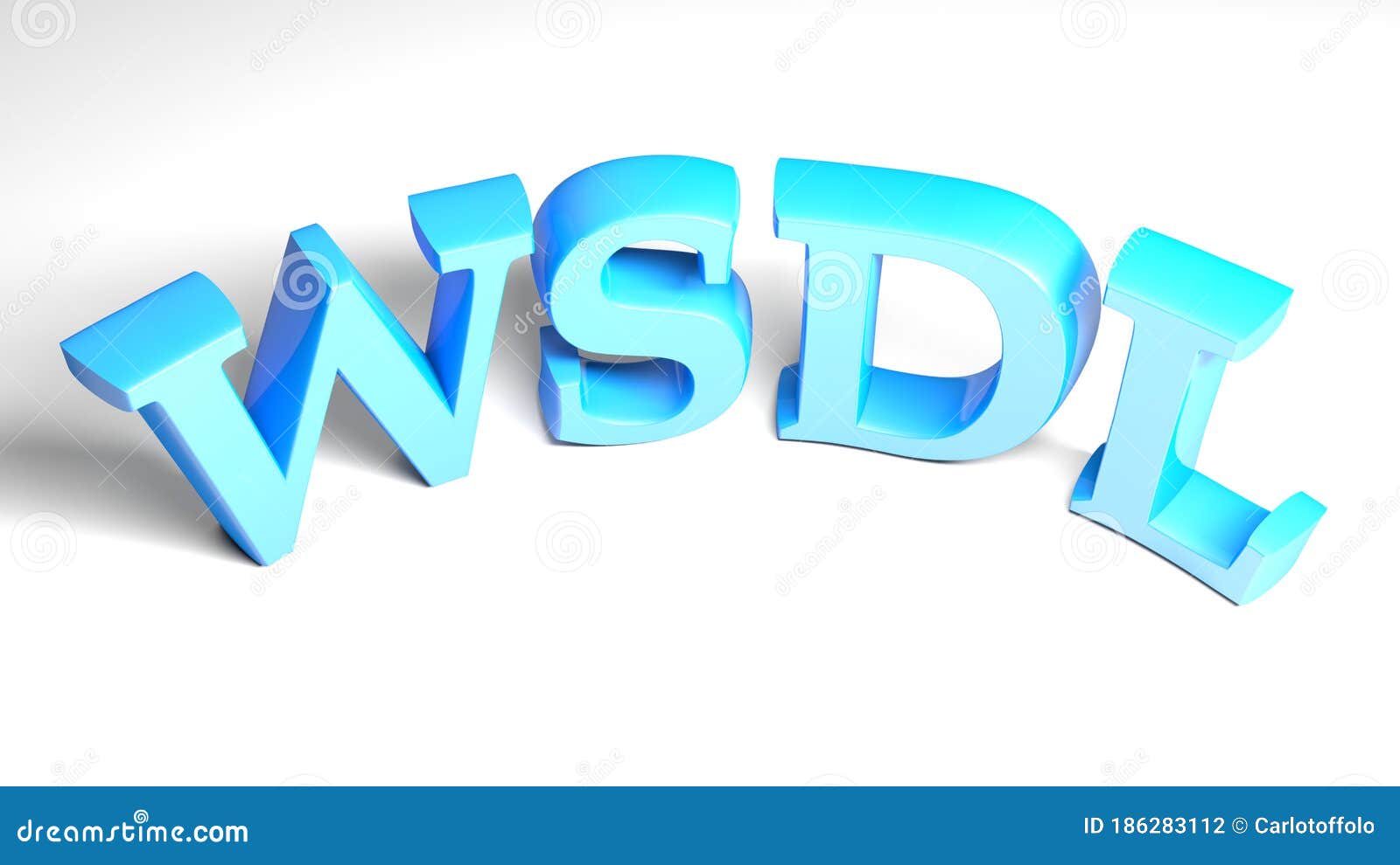 WSDL Blue Bent Write on White Background - 3D Rendering Illustration ...