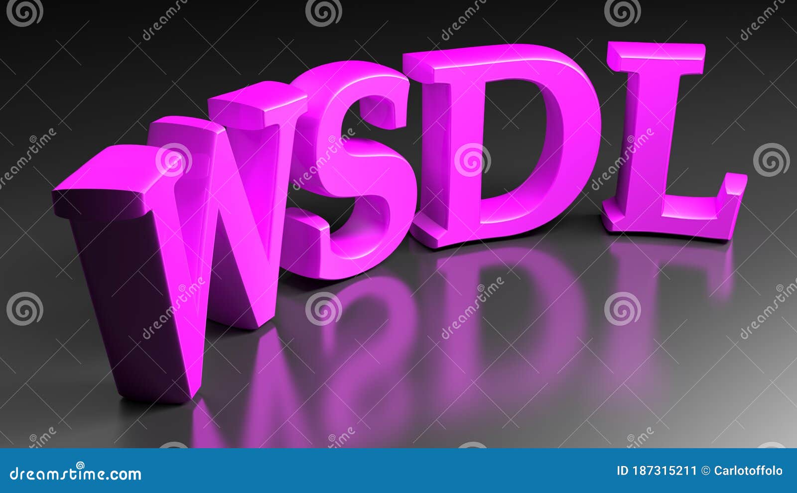 WSDL Purple Bent Write on Black Glossy Desk - 3D Rendering Illustration ...