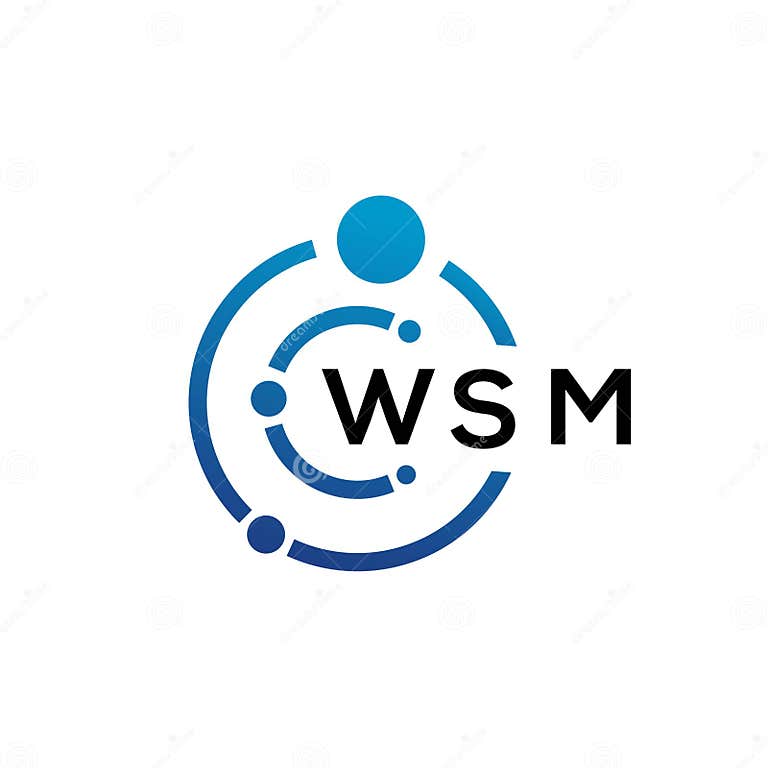 WSM Letter Technology Logo Design on White Background. WSM Creative ...