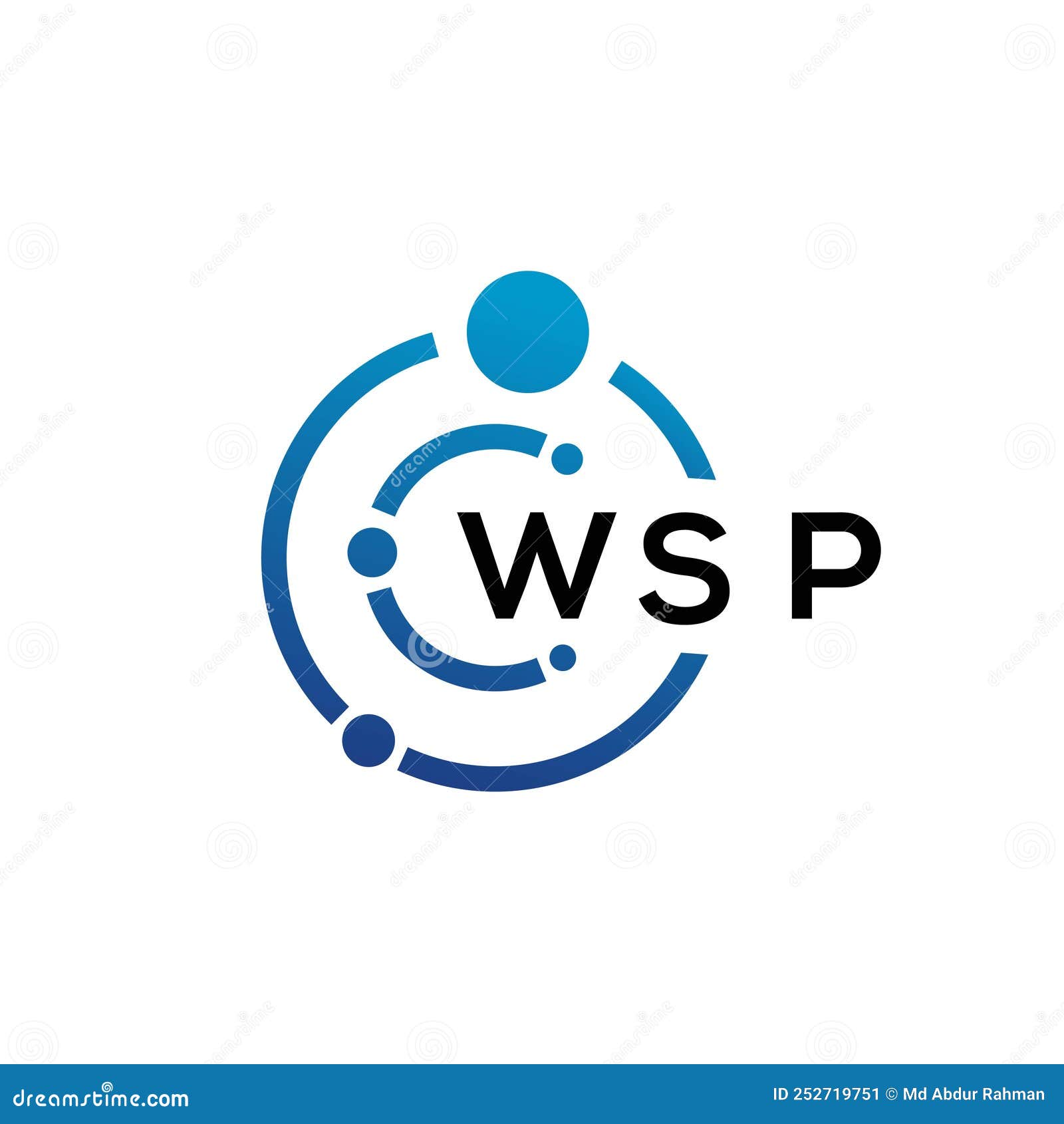 WSP Letter Technology Logo Design on White Background. WSP Creative ...