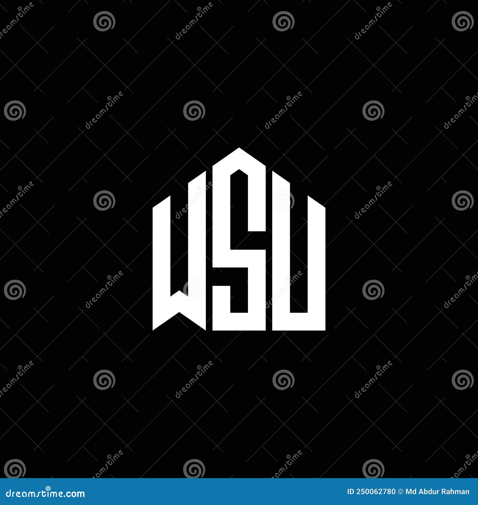 WSU Letter Logo Design on BLACK Background. WSU Creative Initials ...
