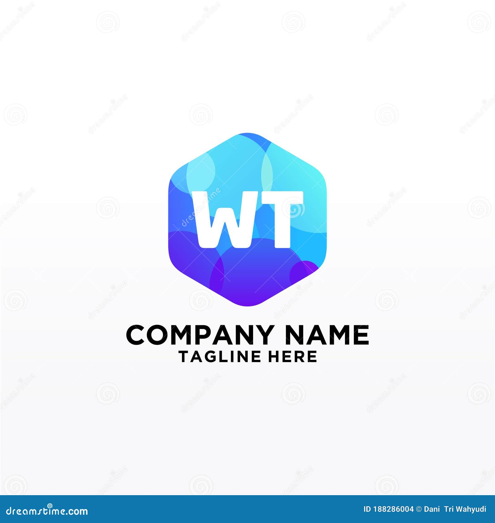 WT Initial Logo with Colorful Circle Template Vector Stock Vector ...