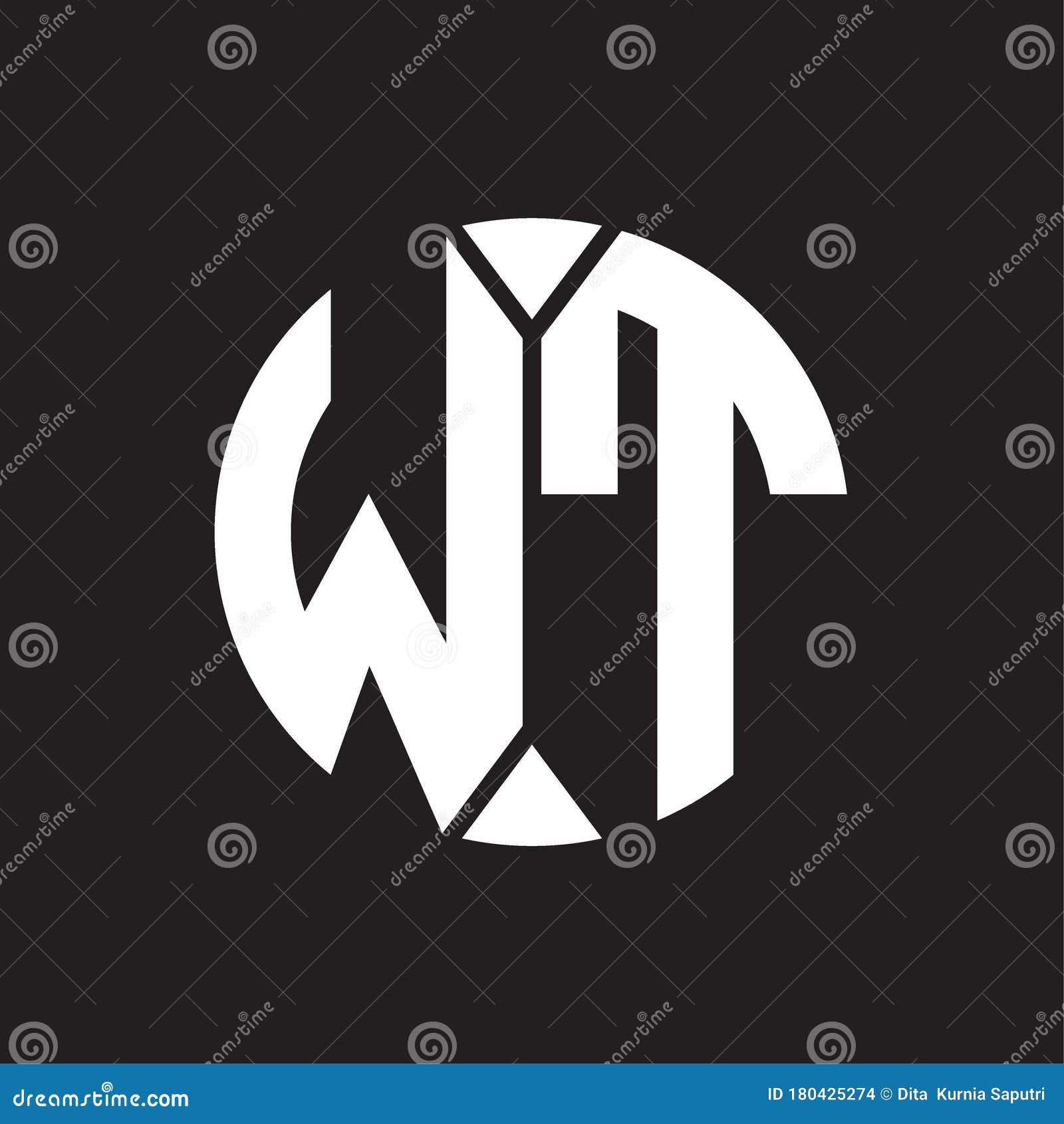 WT Logo Monogram with Piece Circle Ribbon Style Stock Illustration ...