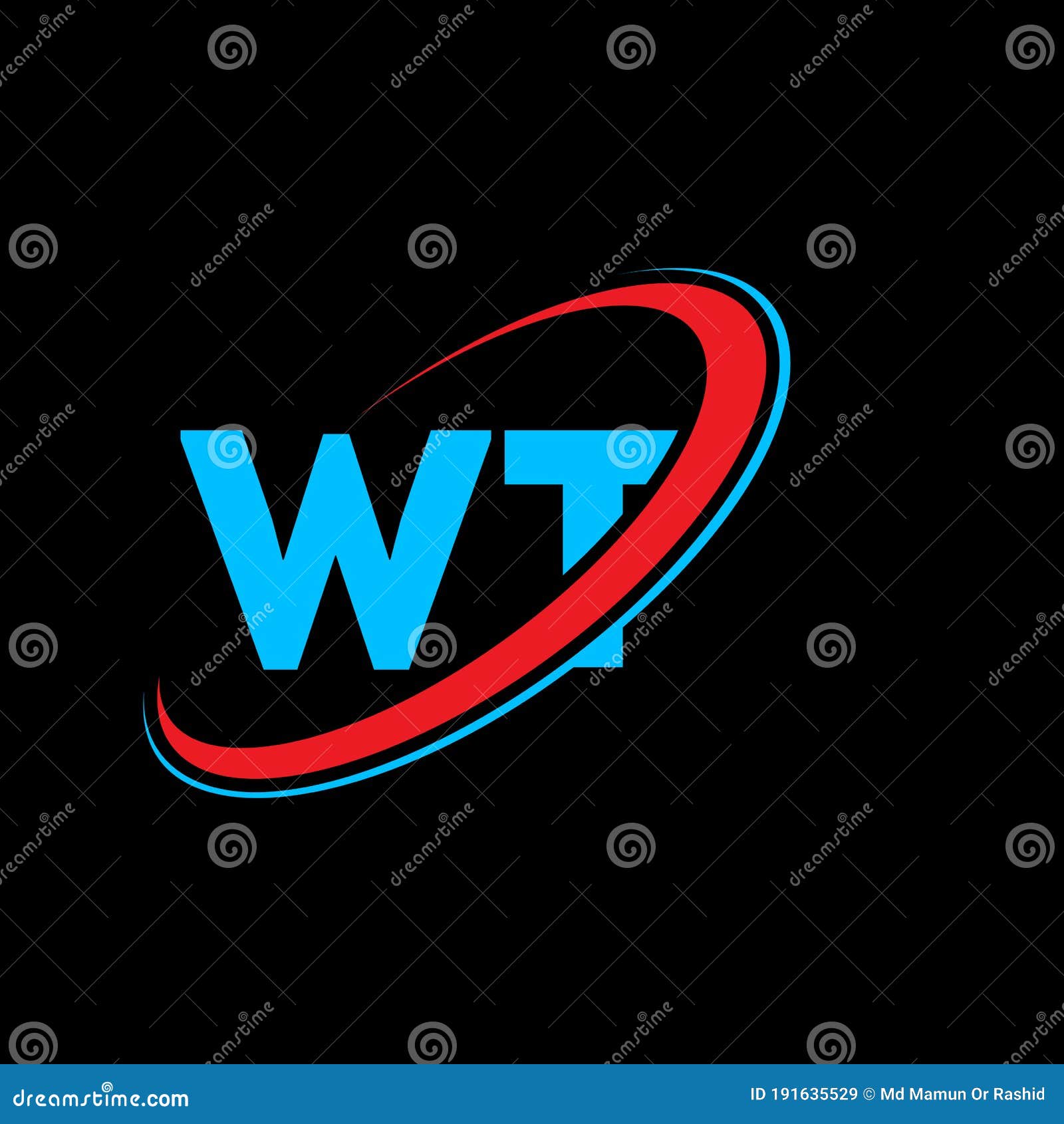 WT W T Letter Logo Design. Initial Letter WT Linked Circle Uppercase ...