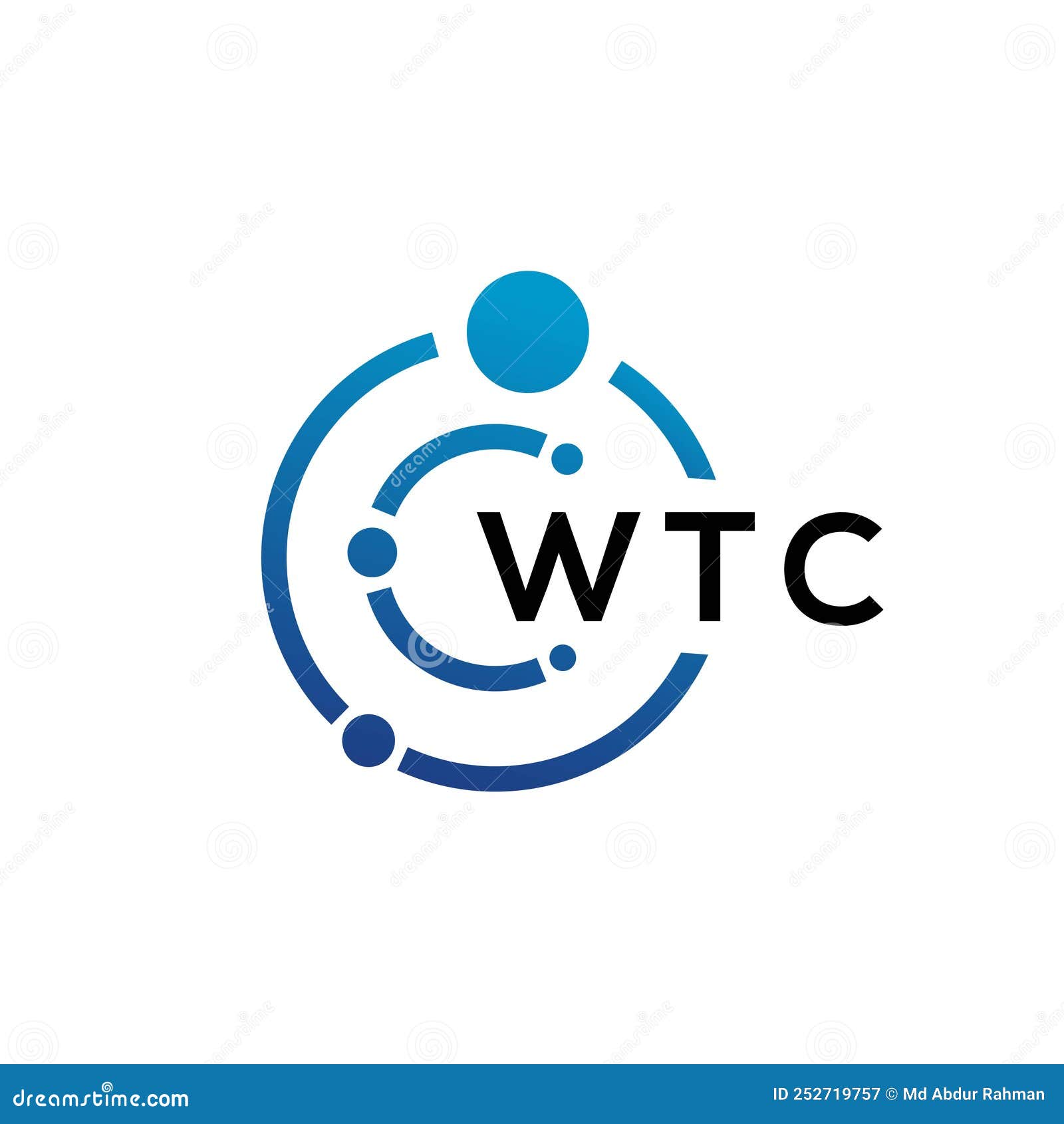 WTC Letter Technology Logo Design on White Background. WTC Creative ...