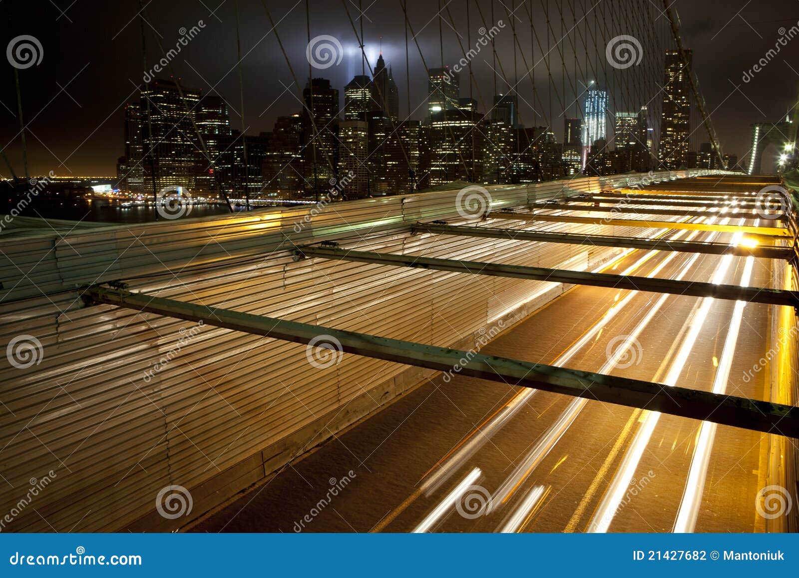 WTC Lights 2011 Brooklyn Bridge Stock Photo - Image of bridge, national ...