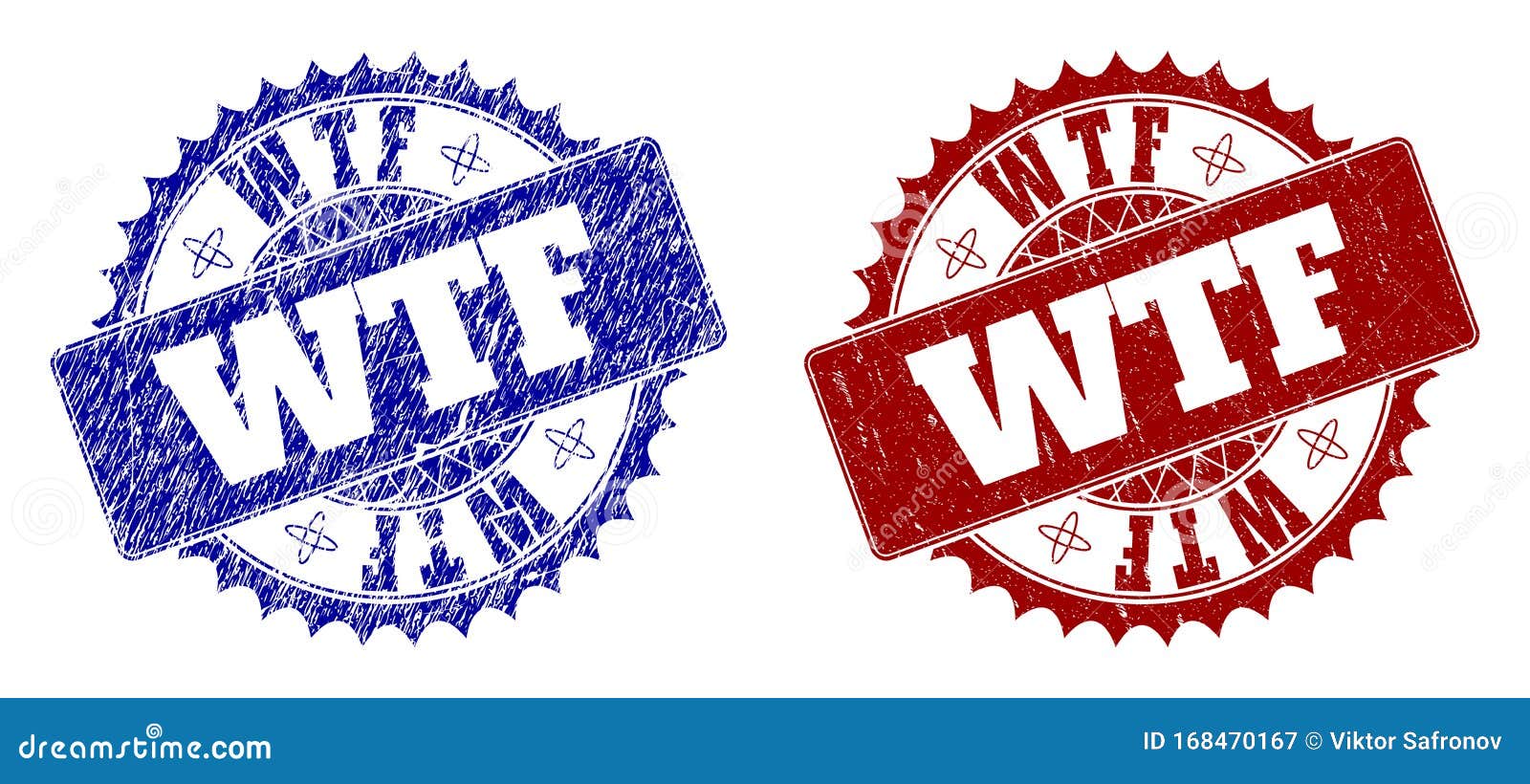 WTF Blue and Red Rounded Watermarks with Unclean Textures Stock Vector ...