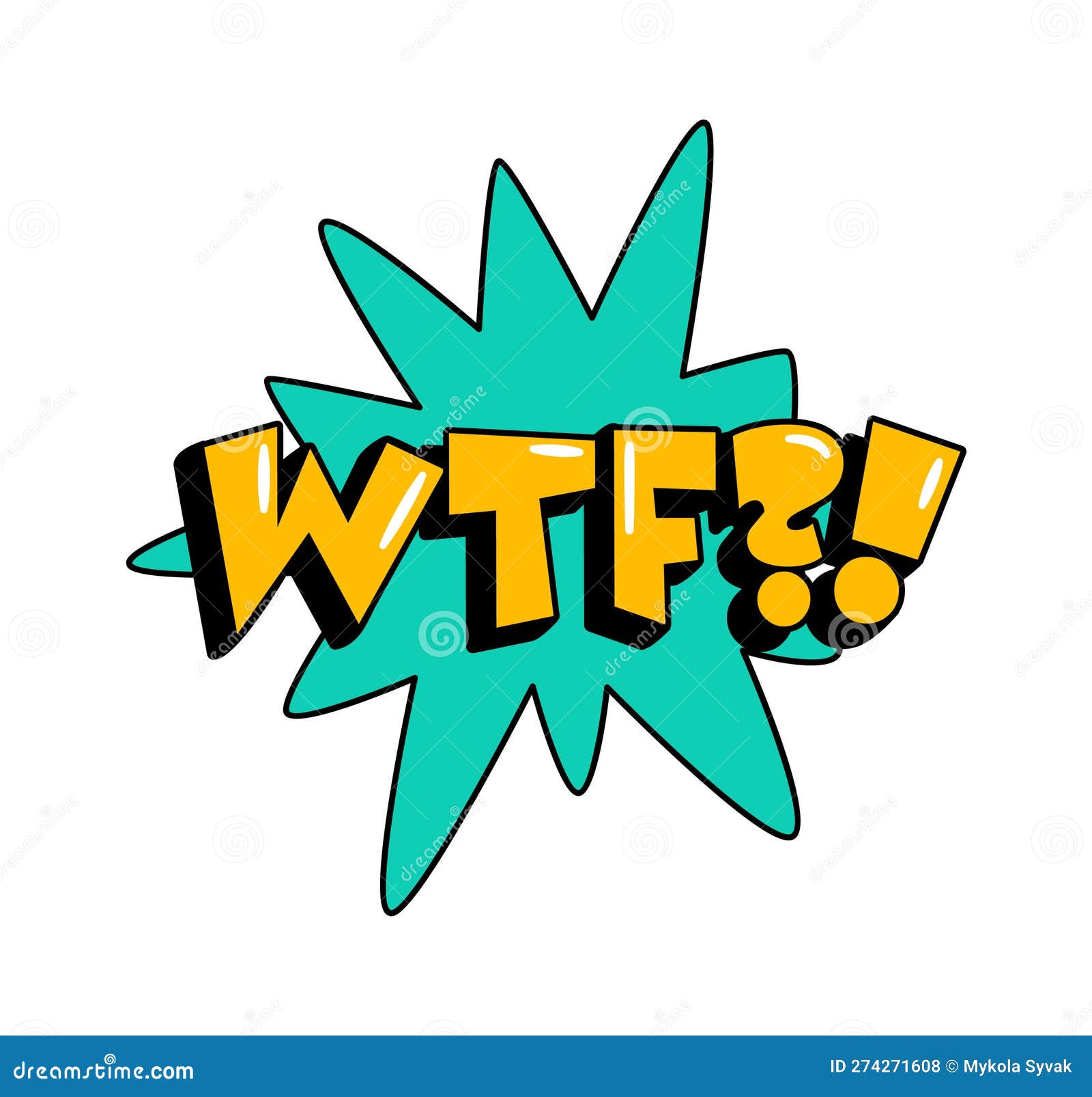 Wtf Comic Sticker stock vector. Illustration of sticker - 274271608
