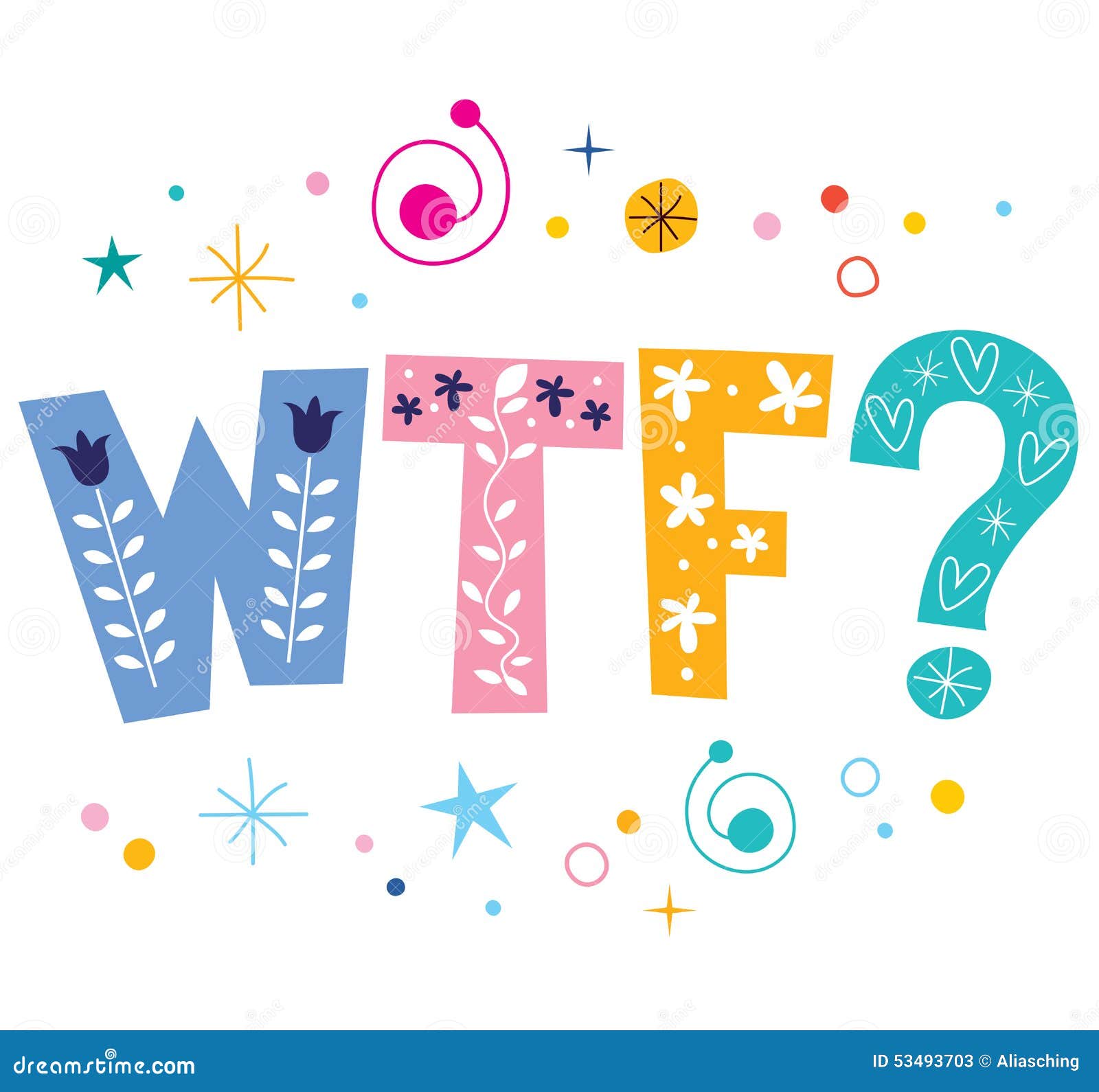 WTF Decorative Lettering Text Stock Vector - Illustration of comedian ...