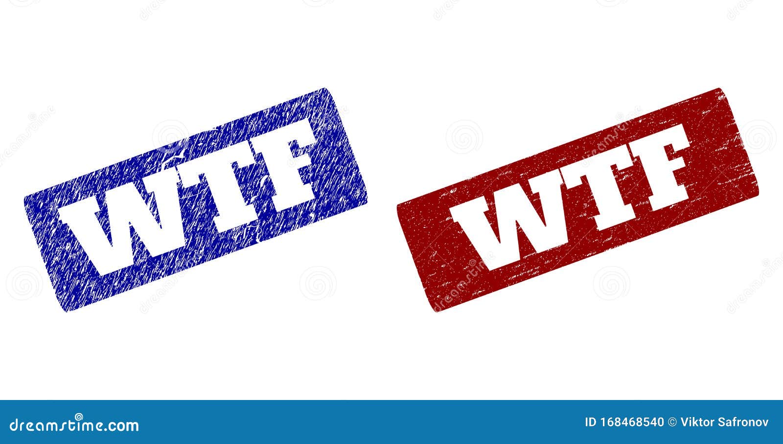 WTF Red and Blue Rounded Rectangle Stamp Seals with Unclean Surfaces ...