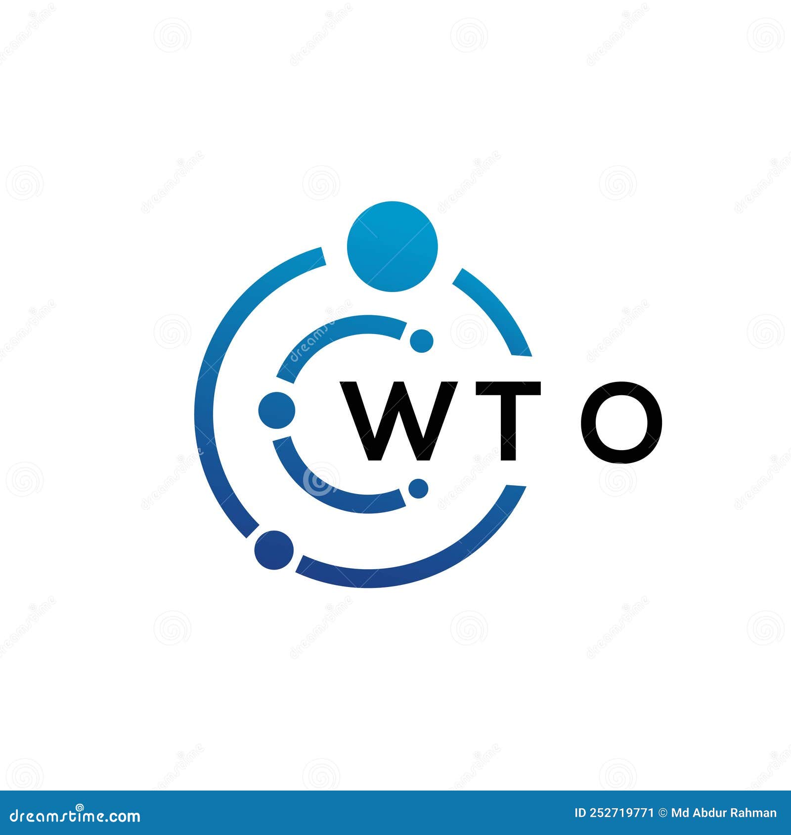 WTO Letter Technology Logo Design on White Background. WTO Creative ...