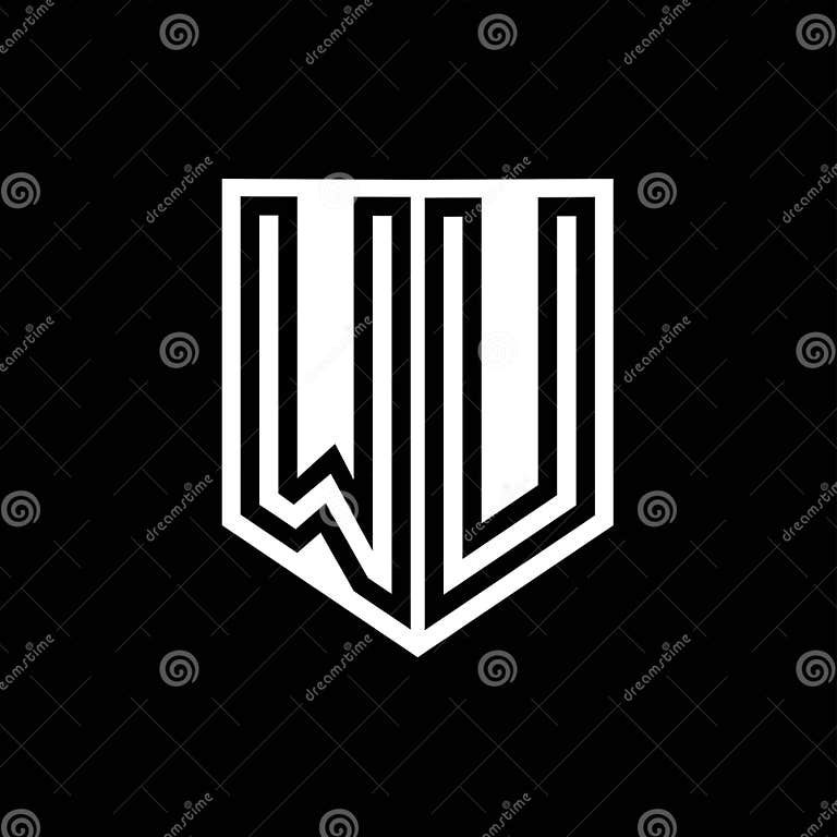 WU Logo Monogram Shield Geometric Black Line Inside White Shield Color ...