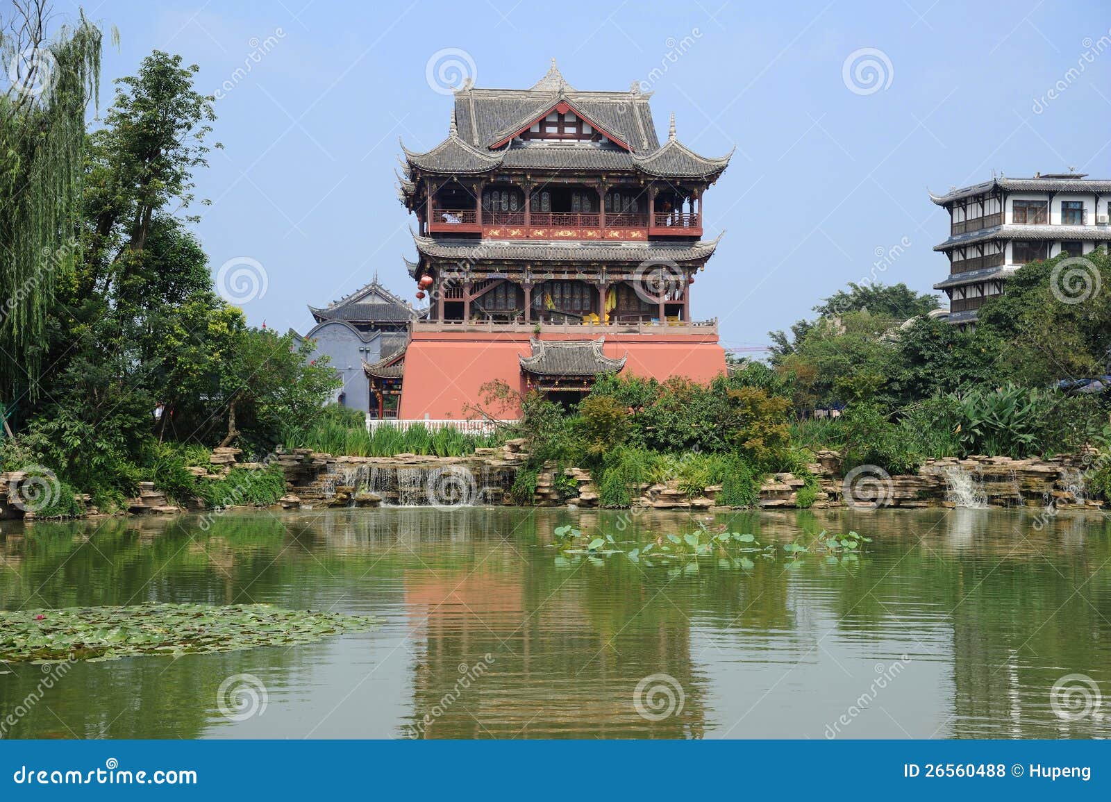 Wufeng Tower in Luodai Ancient Town Stock Photo - Image of bell, artist ...