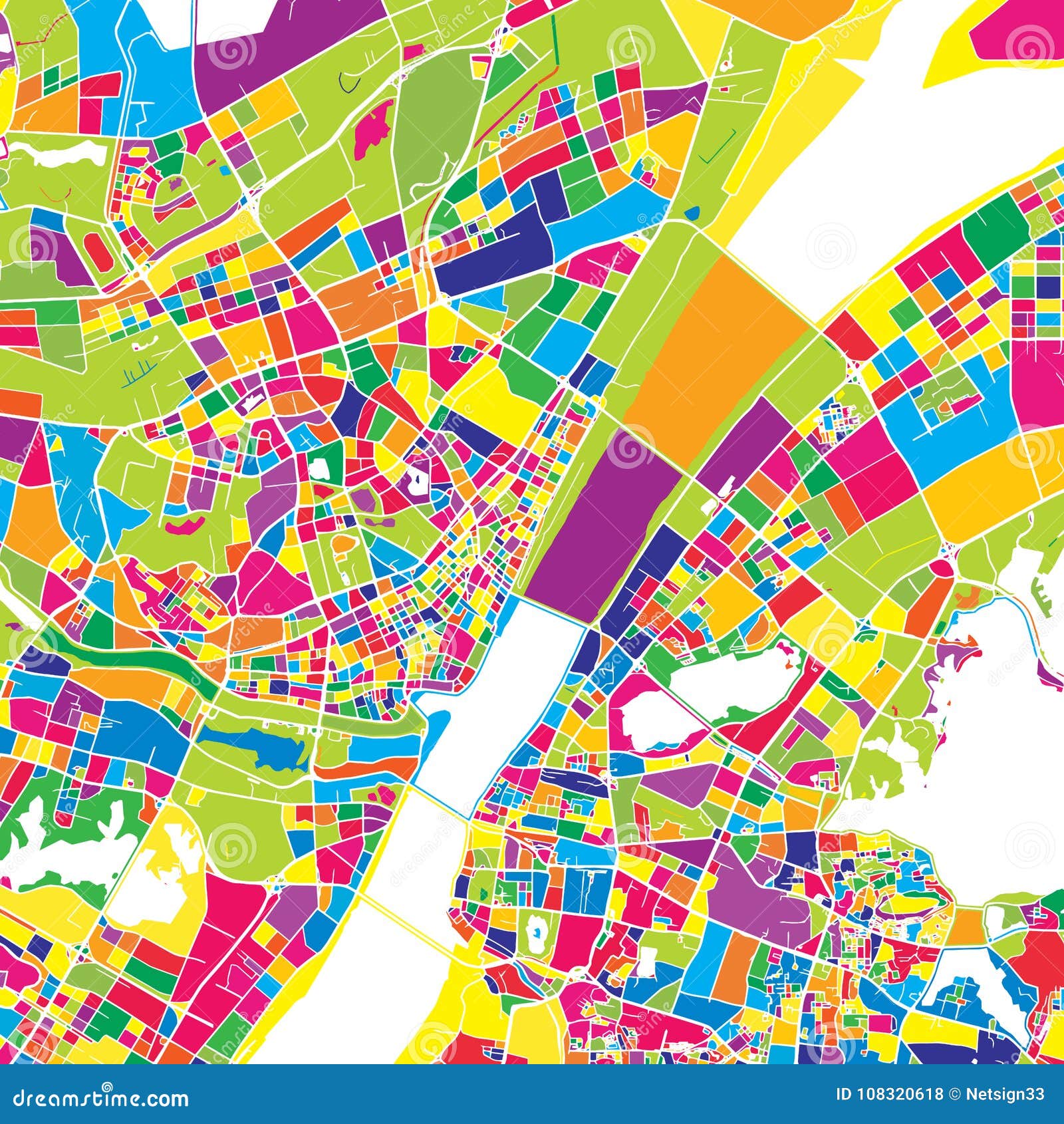 Wuhan, China, Mapa Colorido Del Vector Ilustración del Vector ...