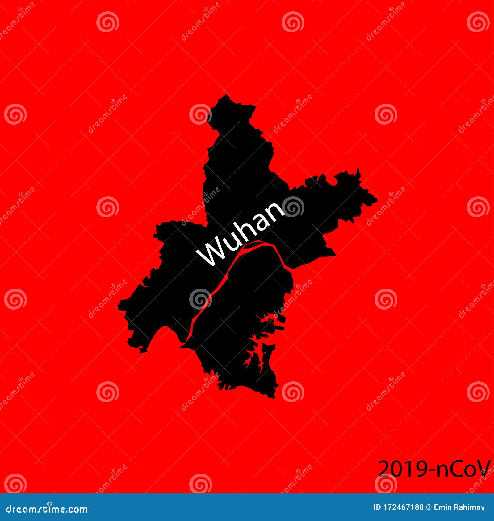 Wuhan Map on a Red Background Sign Eps Ten Stock Vector - Illustration ...