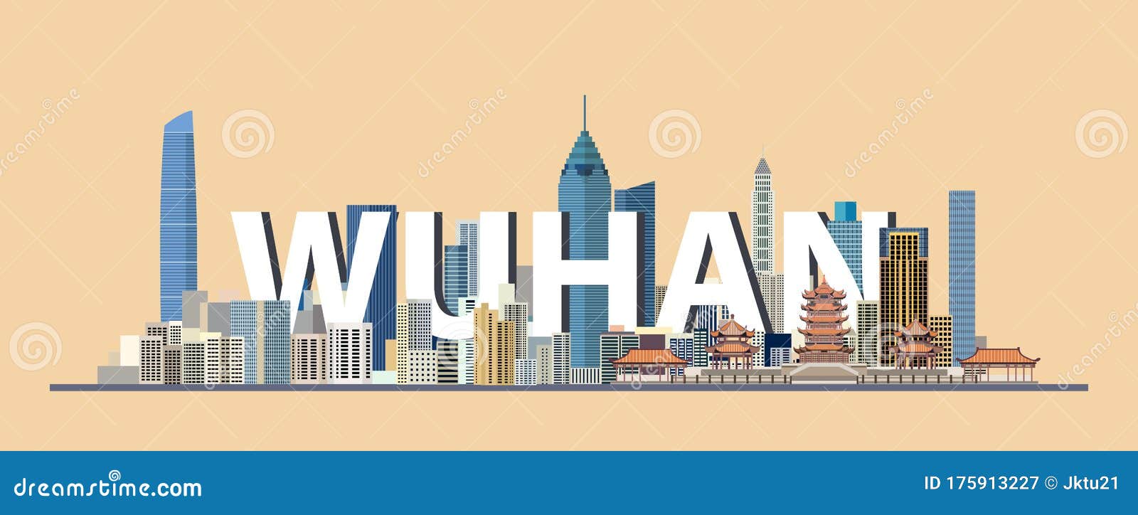 Wuhan Cityscape Colorful Poster. Vector Illustration Stock Vector ...