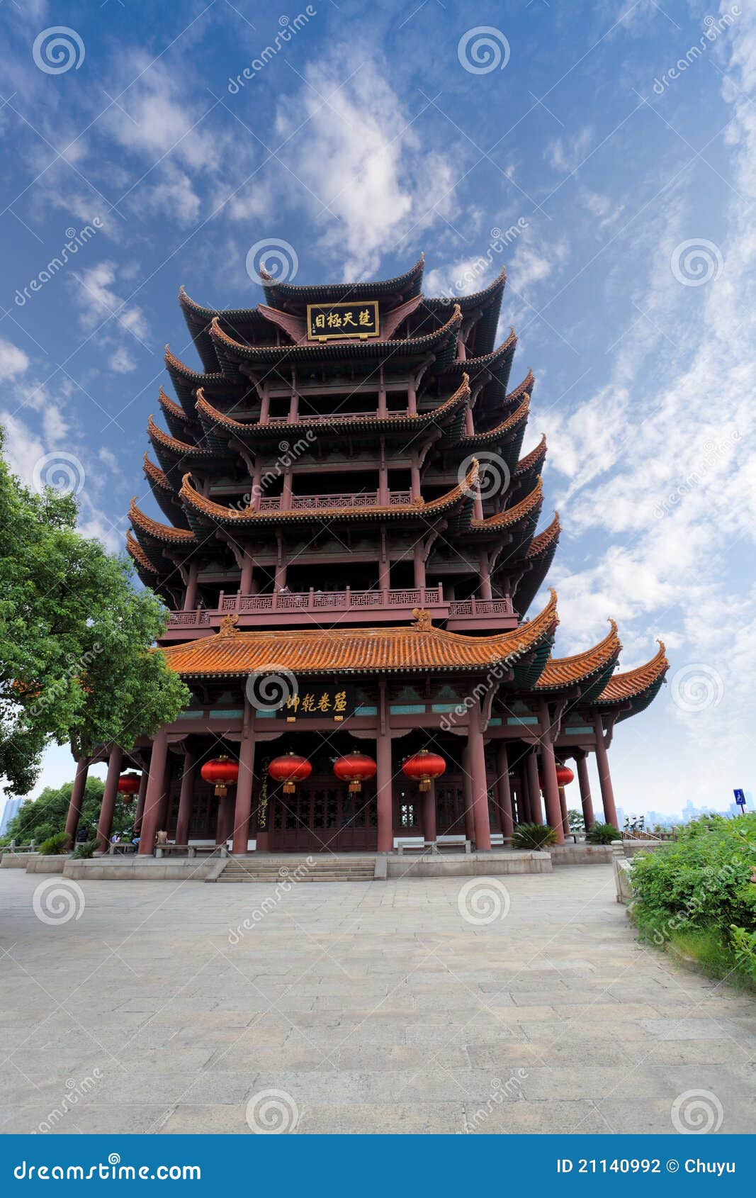 Wuhan yellow crane tower stock photo. Image of lantern - 21140992
