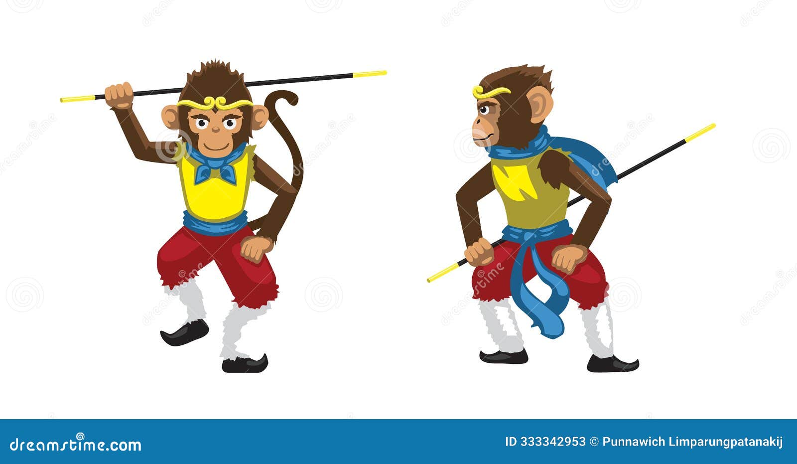Wukong Monkey Front Side Cartoon Vector Character Illustration Stock ...