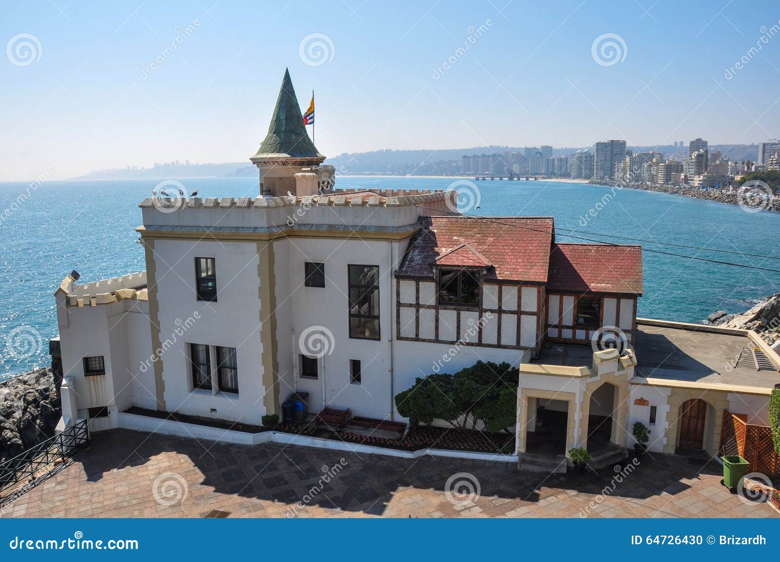 Wulff Castle in Vina Del Mar, Chile Stock Photo - Image of flag ...