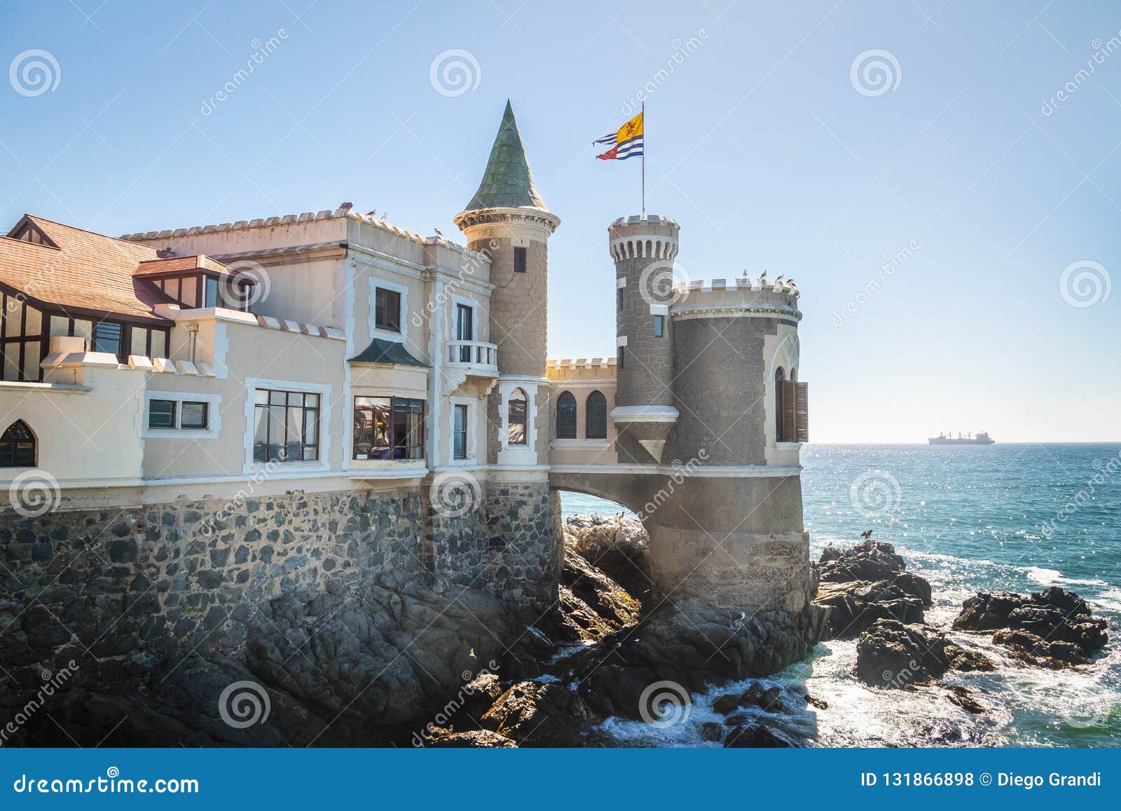 Wullf Castle - Castillo Wulff - At Sunset - Vina Del Mar, Chile Royalty ...