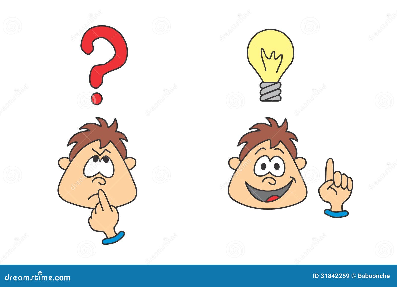 Wundernder Junge Mit Einer Idee Vektor Abbildung - Illustration von ...