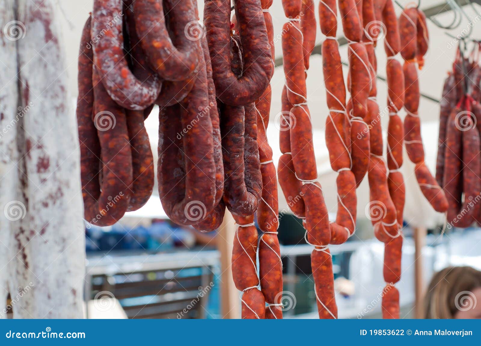 Wurst and sausage stock photo. Image of marketplace, hang - 19853622