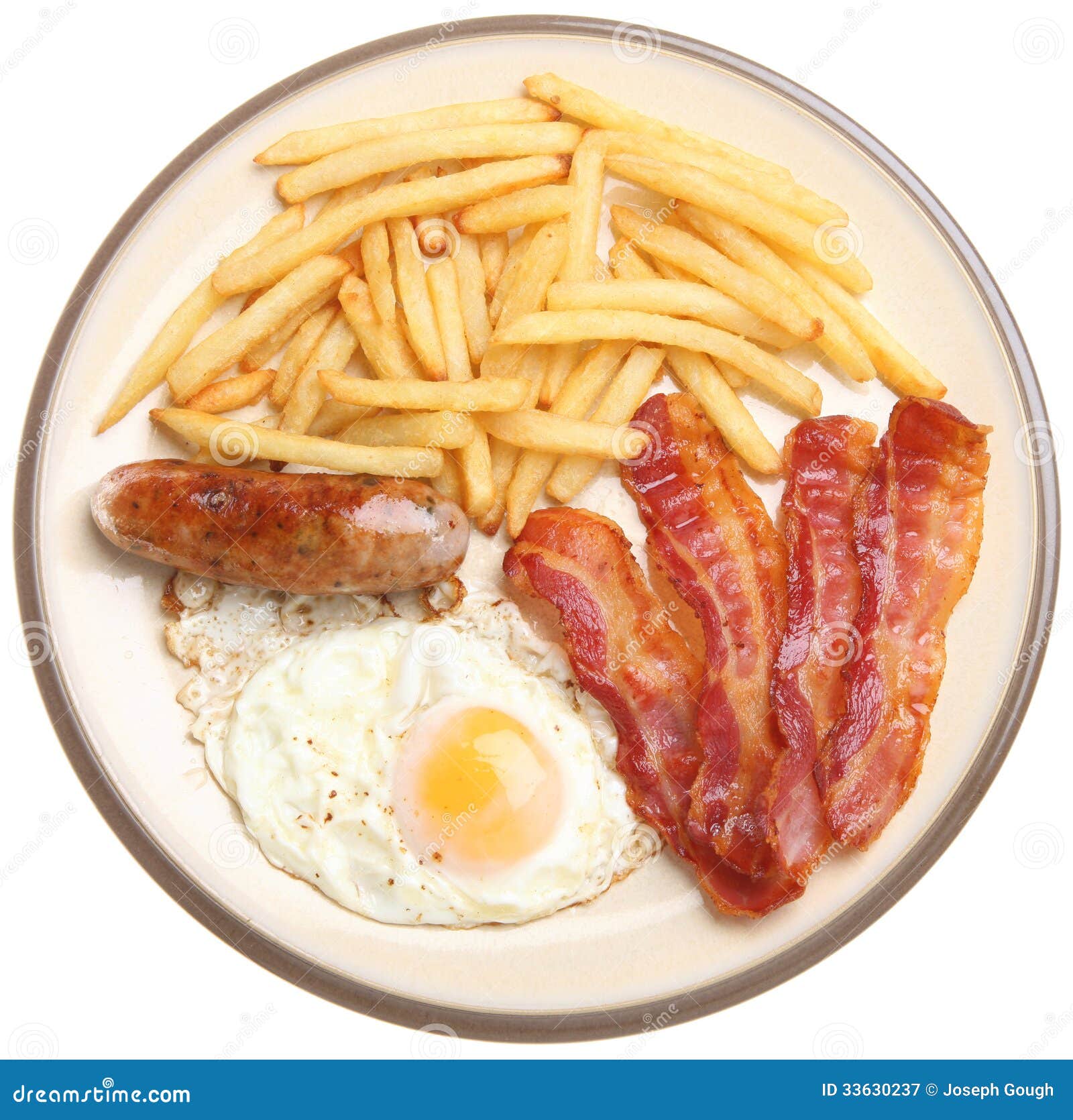 Wurst, Speck, Ei Und Chips Breakfast Stockbild - Bild von frühstück ...