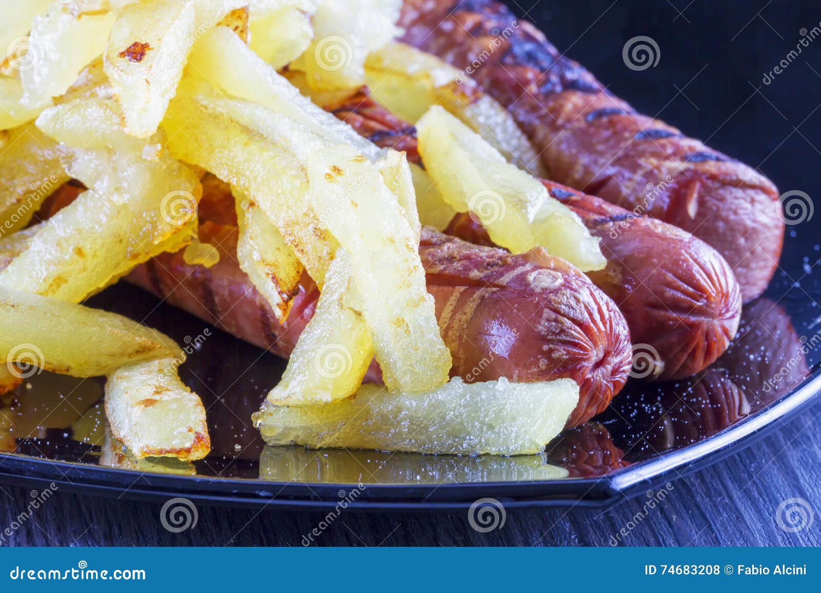 Wurstel and potatoes stock photo. Image of sauce, delicious - 74683208