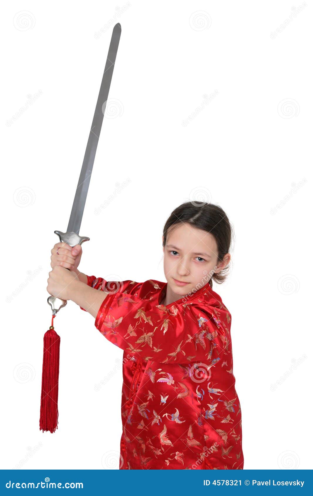 Wushu girl with sword stock image. Image of isolated, child - 4578321