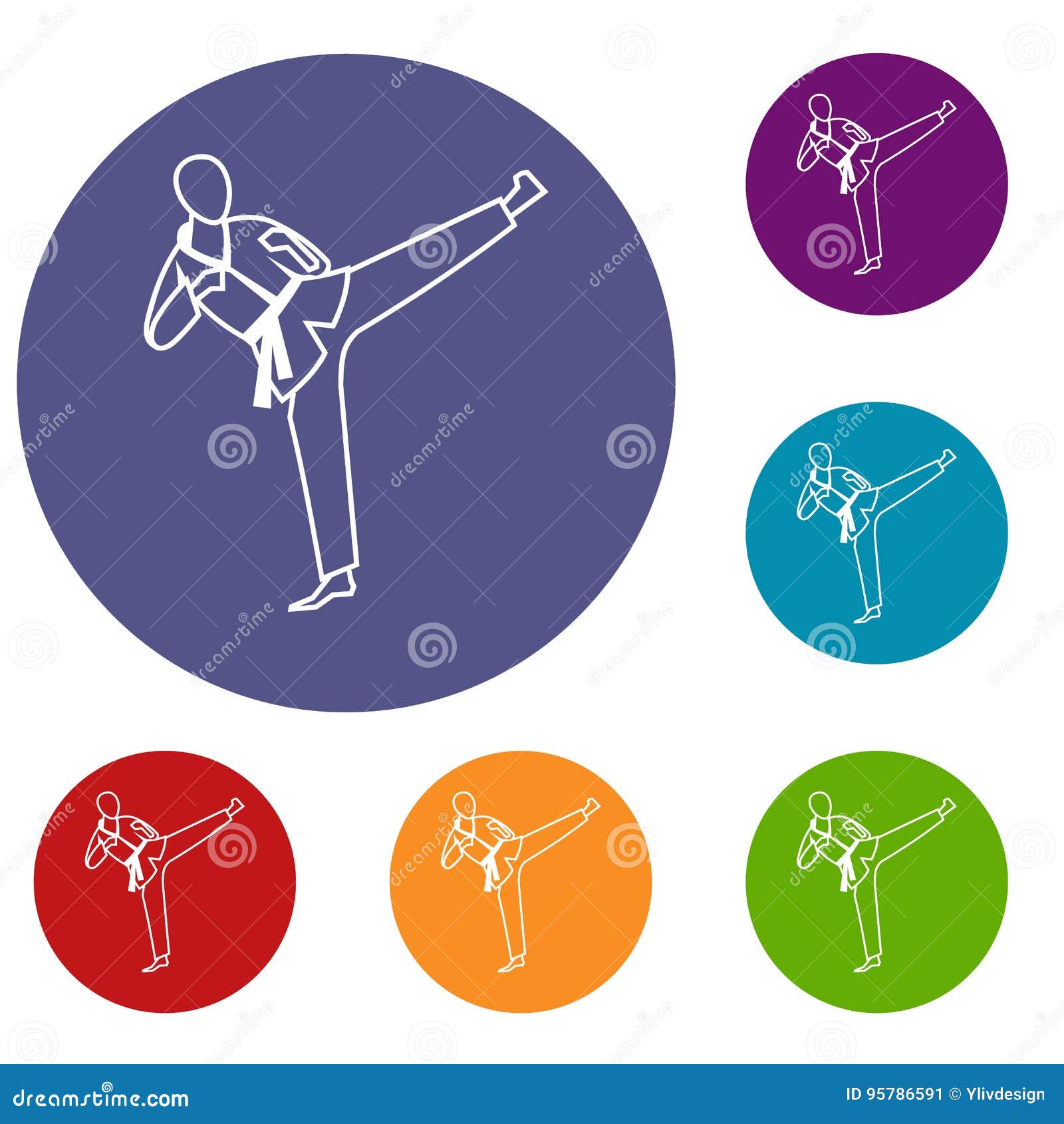 Wushu master icons set stock vector. Illustration of fighter - 95786591