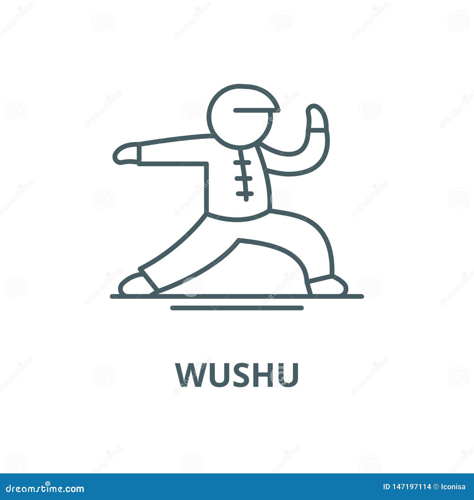 Wushu Vector Line Icon, Linear Concept, Outline Sign, Symbol Stock ...