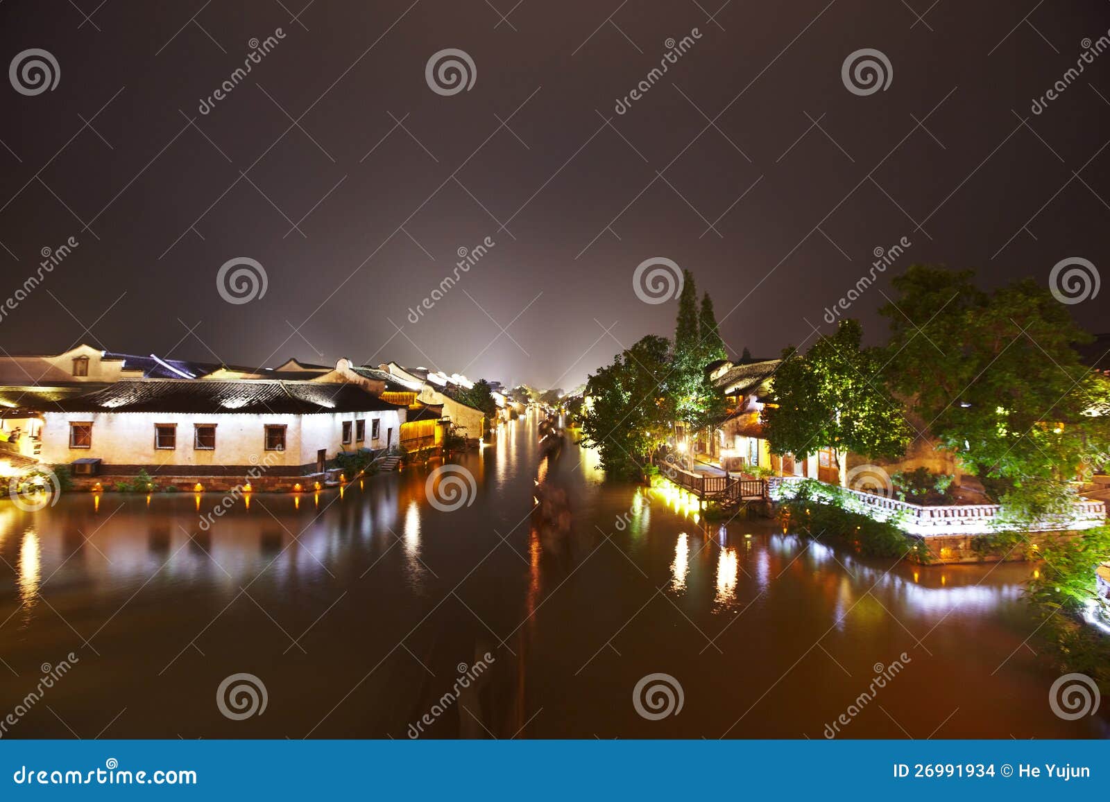 Wuzhen Town at Night stock photo. Image of silent, buildings - 26991934