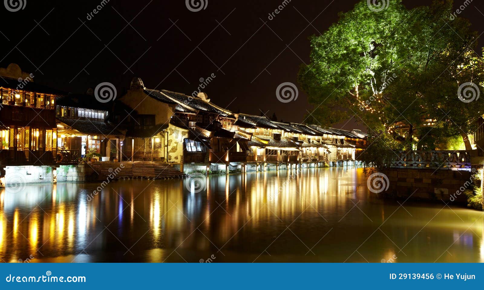 Wuzhen Town at Night stock photo. Image of night, lantern - 29139456